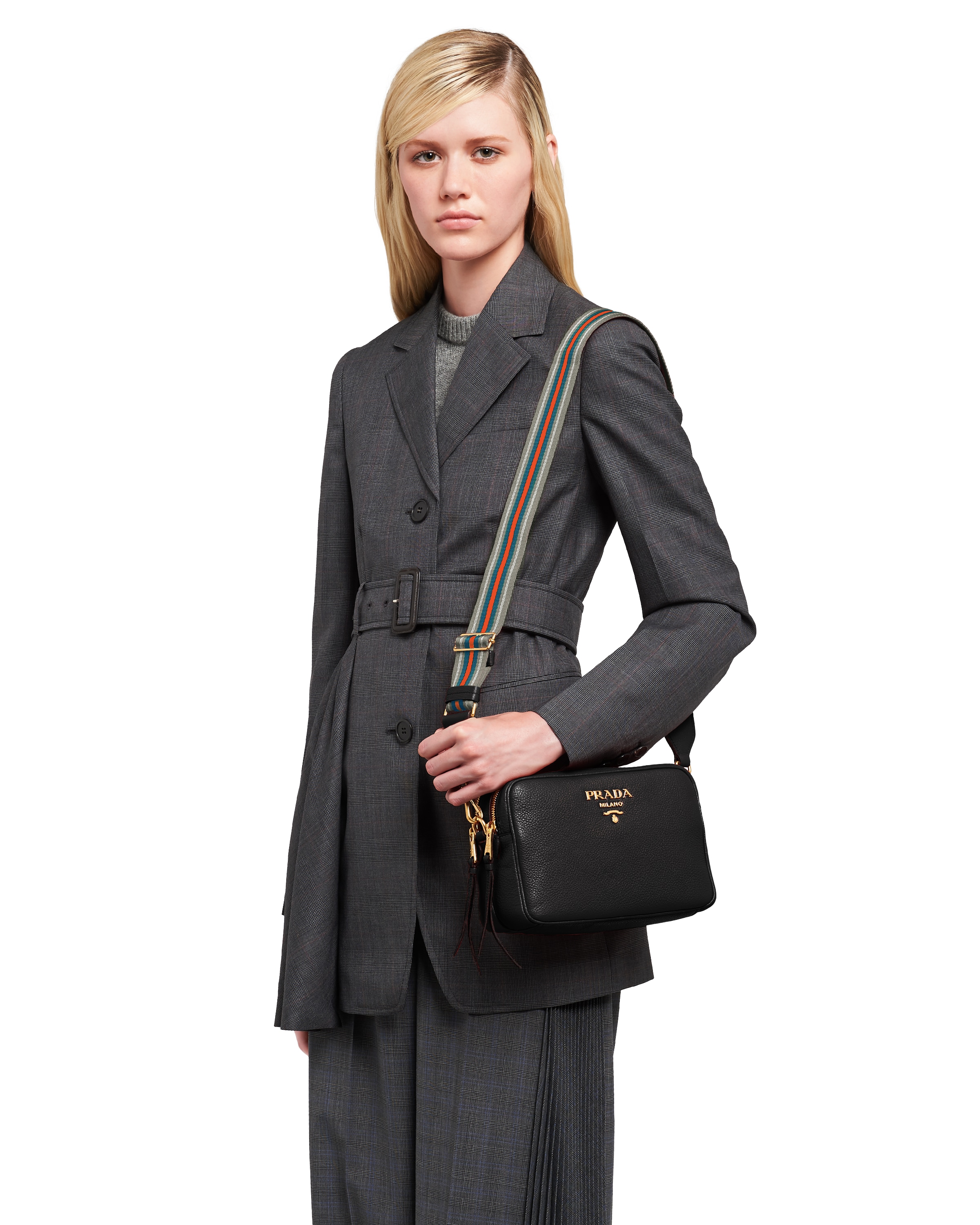 Black Leather Cross-Body Bag | Prada