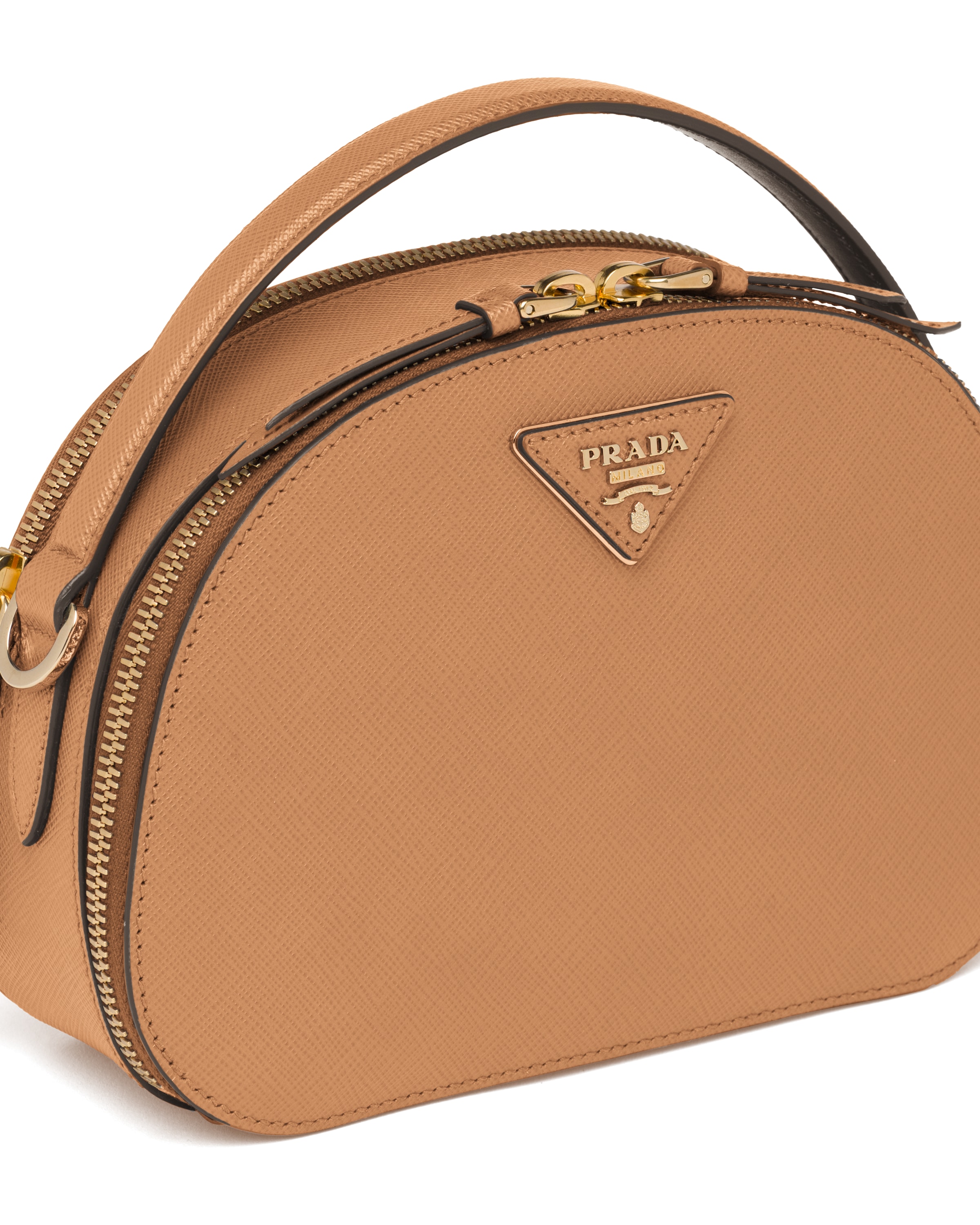 Bolsa Prada Odette em couro Saffiano Caramelo | Prada