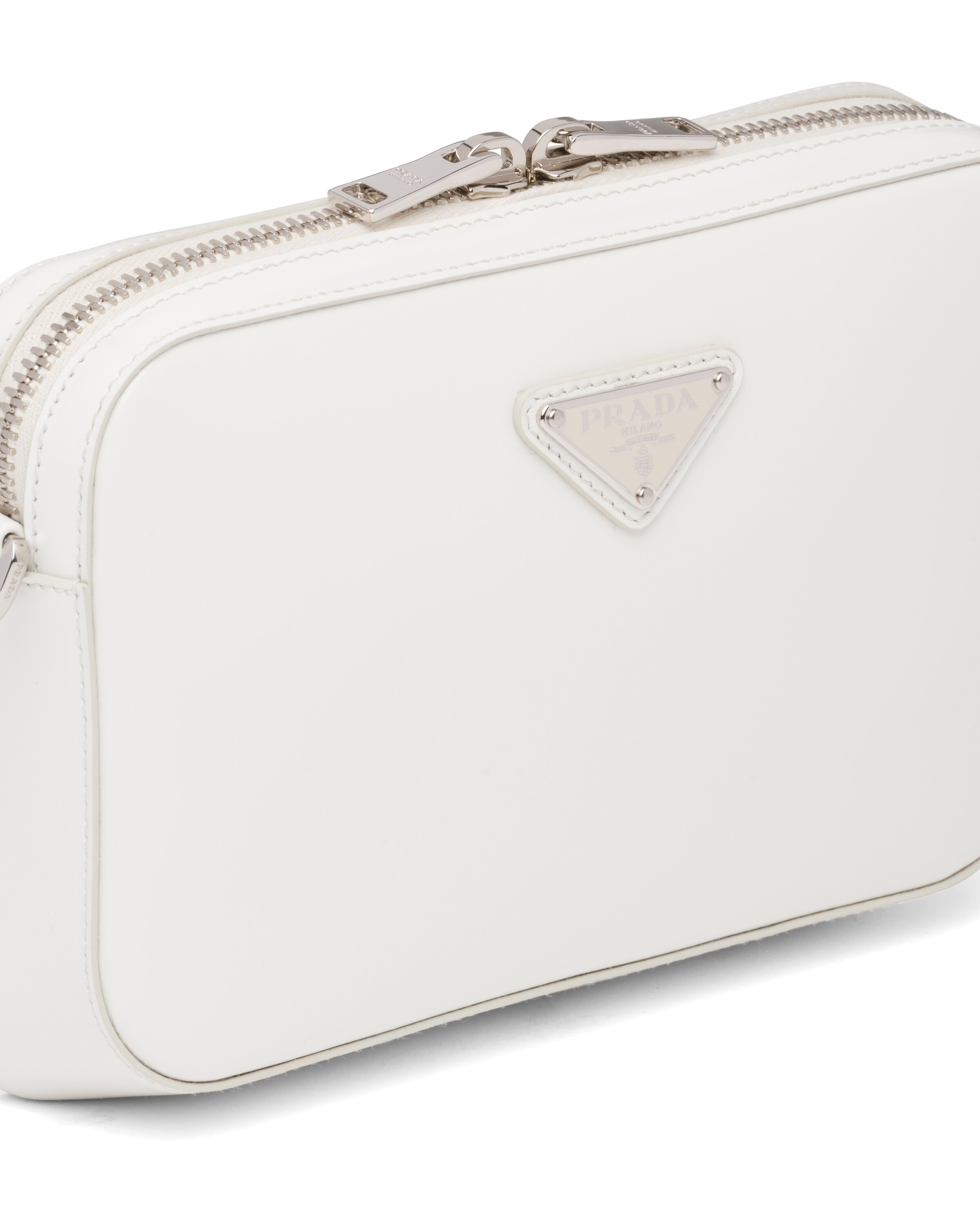 White N Brushed leather shoulder bag | Prada