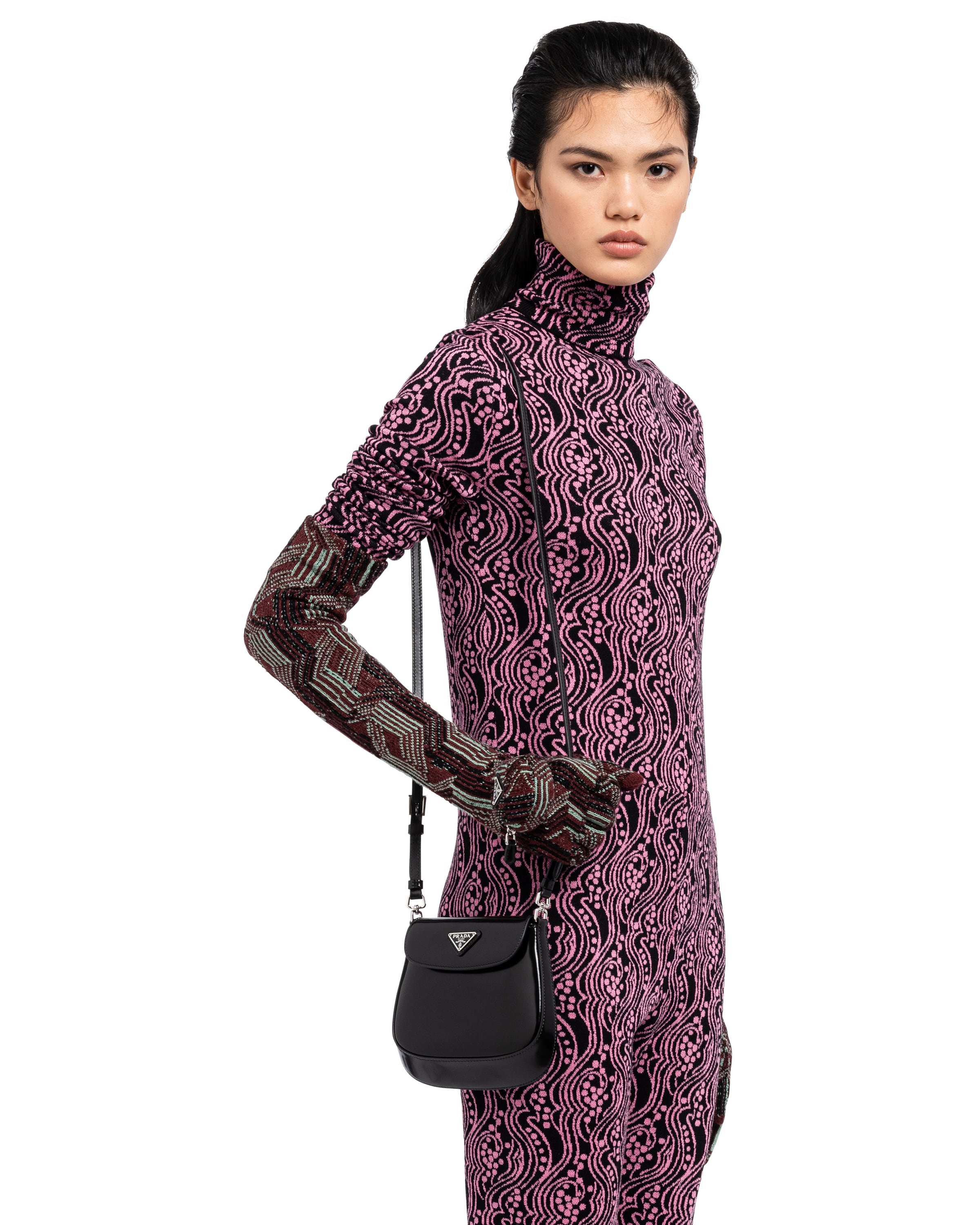 Black Prada Cleo brushed leather mini bag | Prada