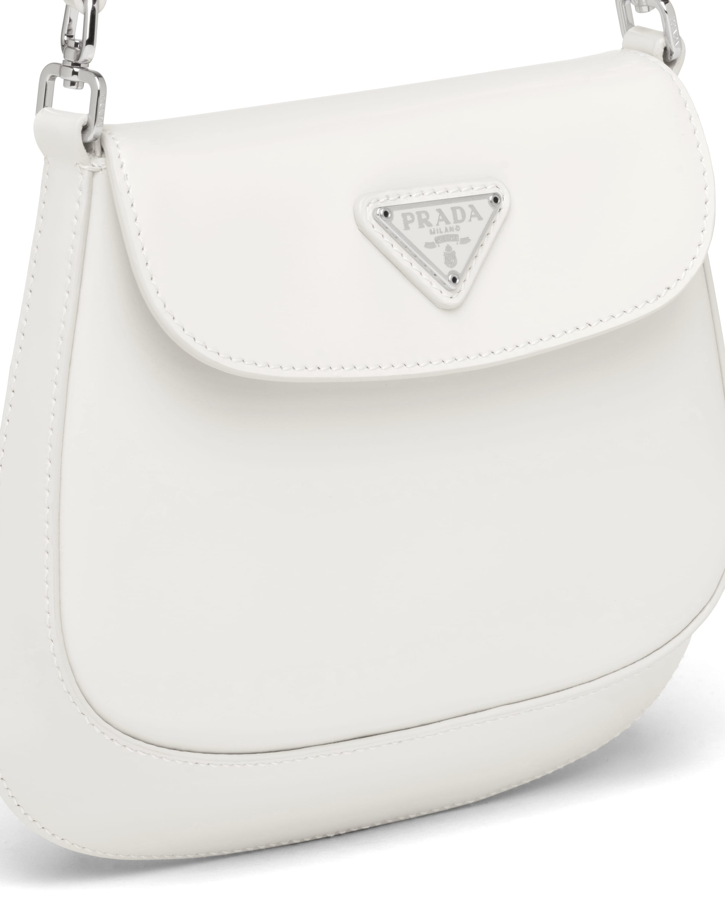 White Prada Cleo brushed leather mini bag | Prada