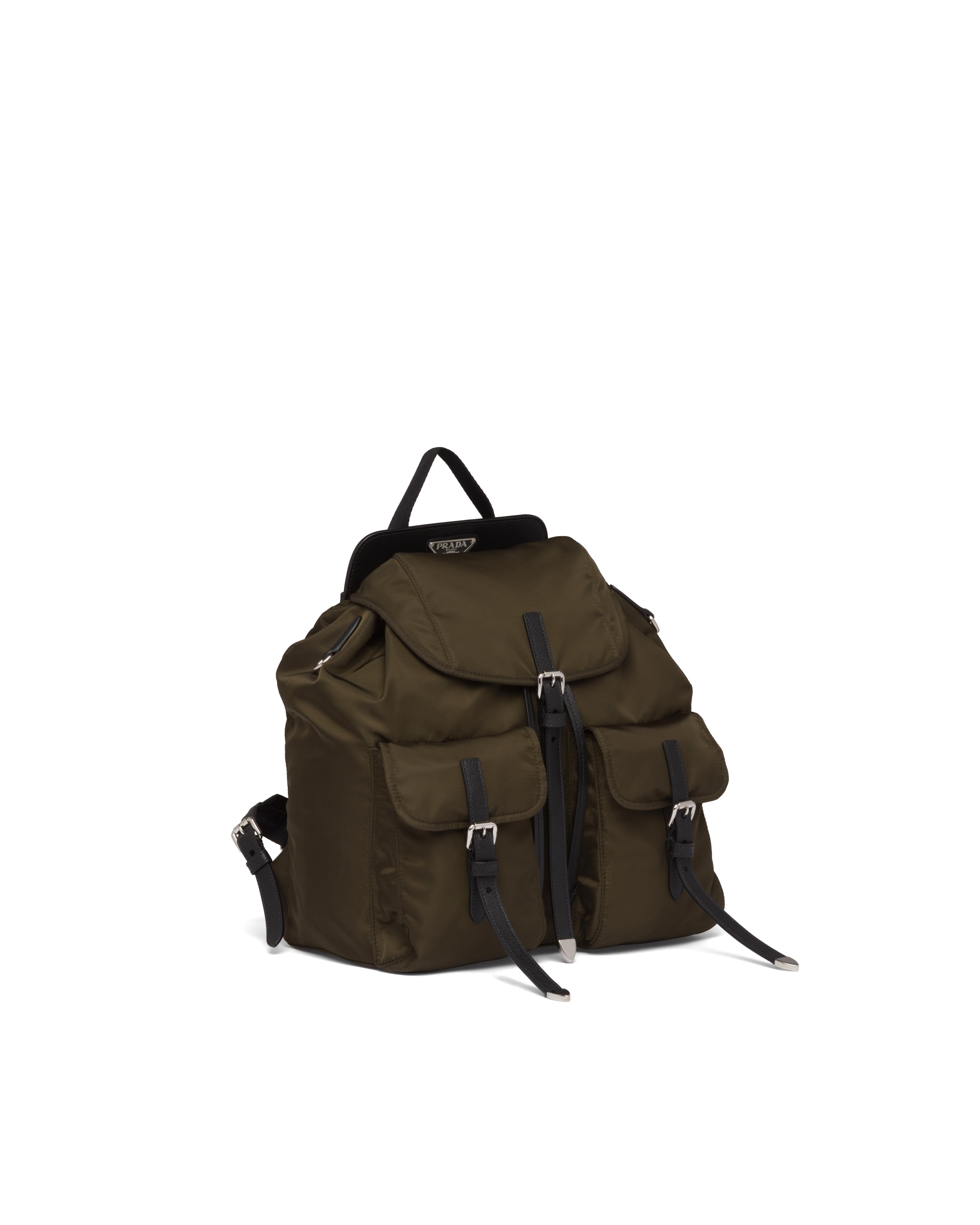 Camouflage/black Nylon and Saffiano Leather Backpack | Prada