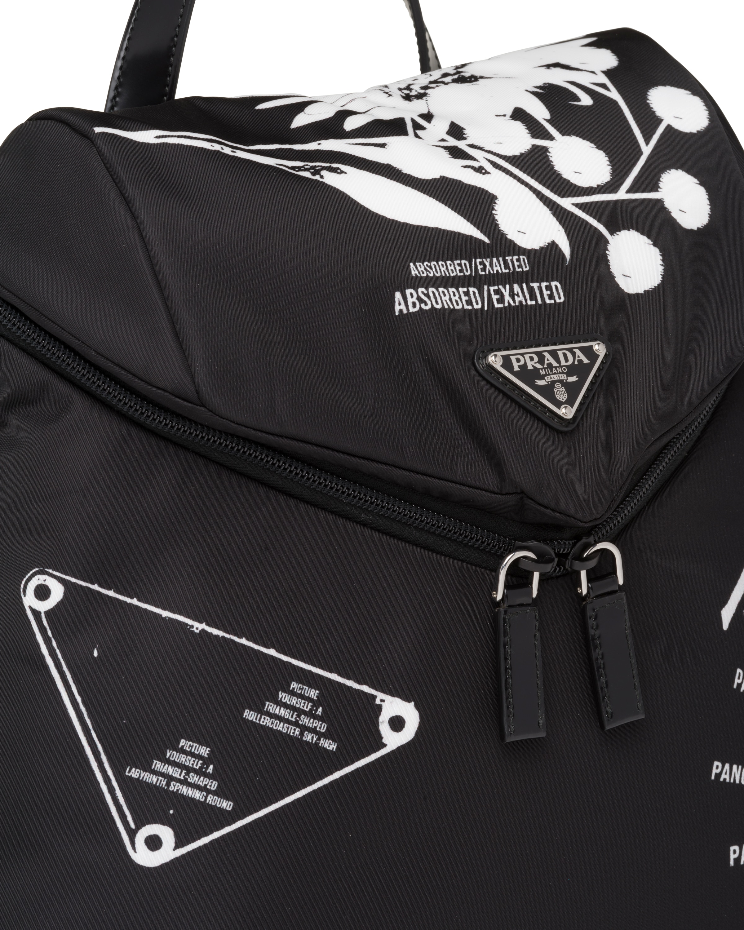 Black Prada Signaux printed nylon backpack | Prada