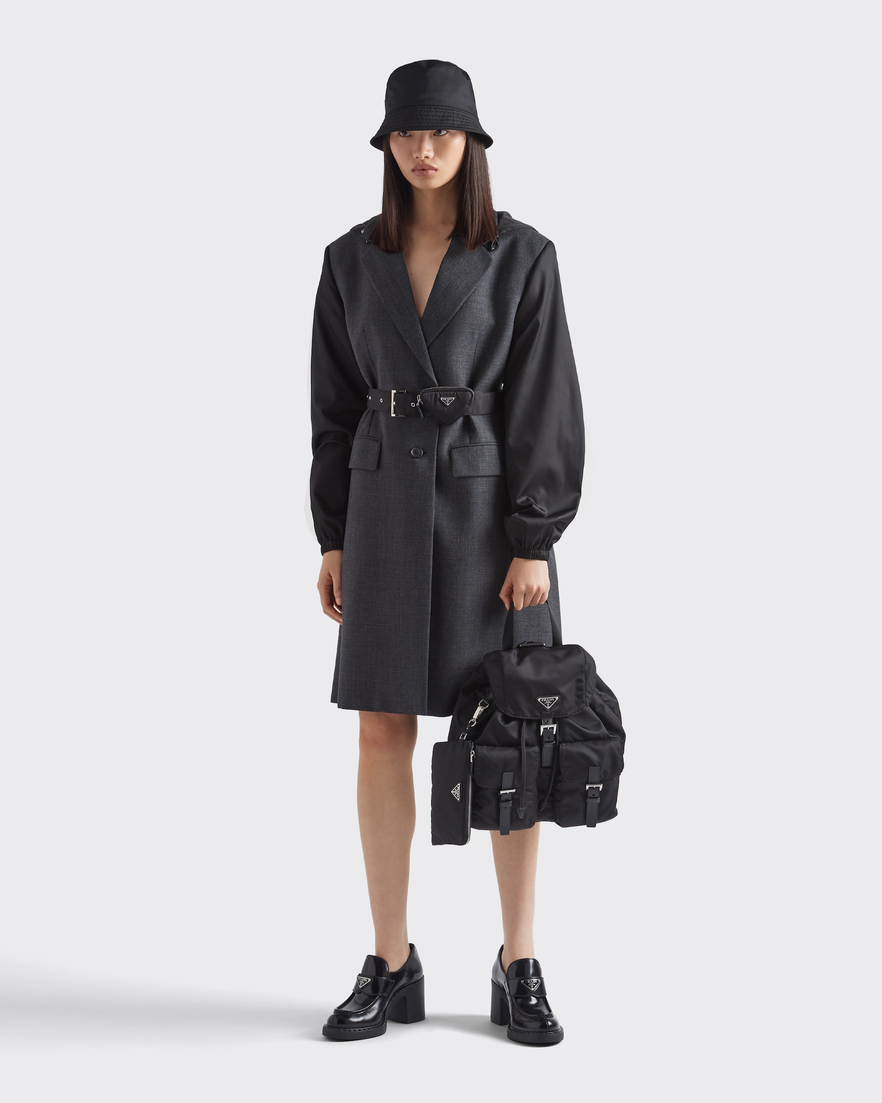 Black Re-nylon Medium Backpack With Pouch | PRADA