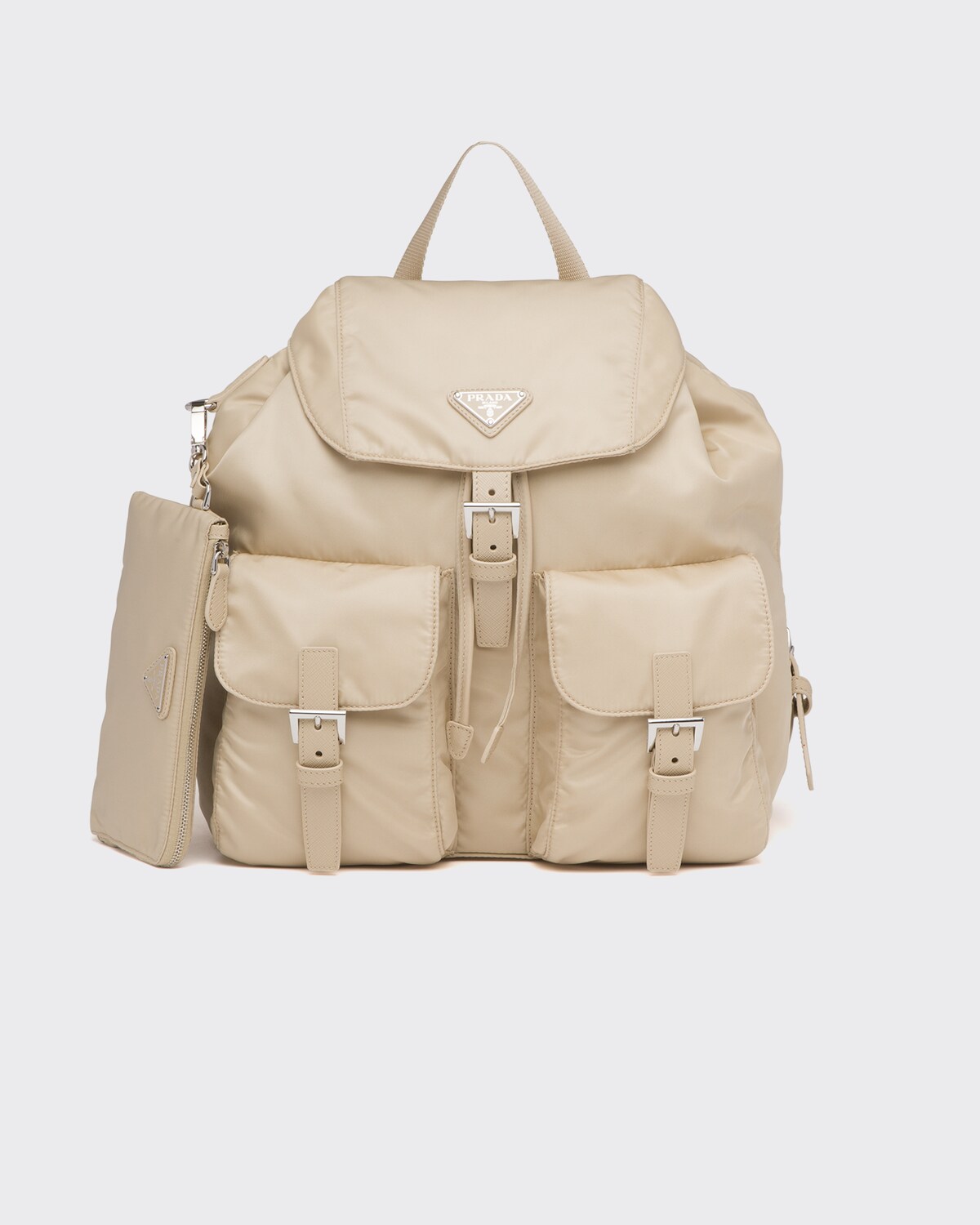 Desert Beige Re-nylon Medium Backpack With Pouch | PRADA