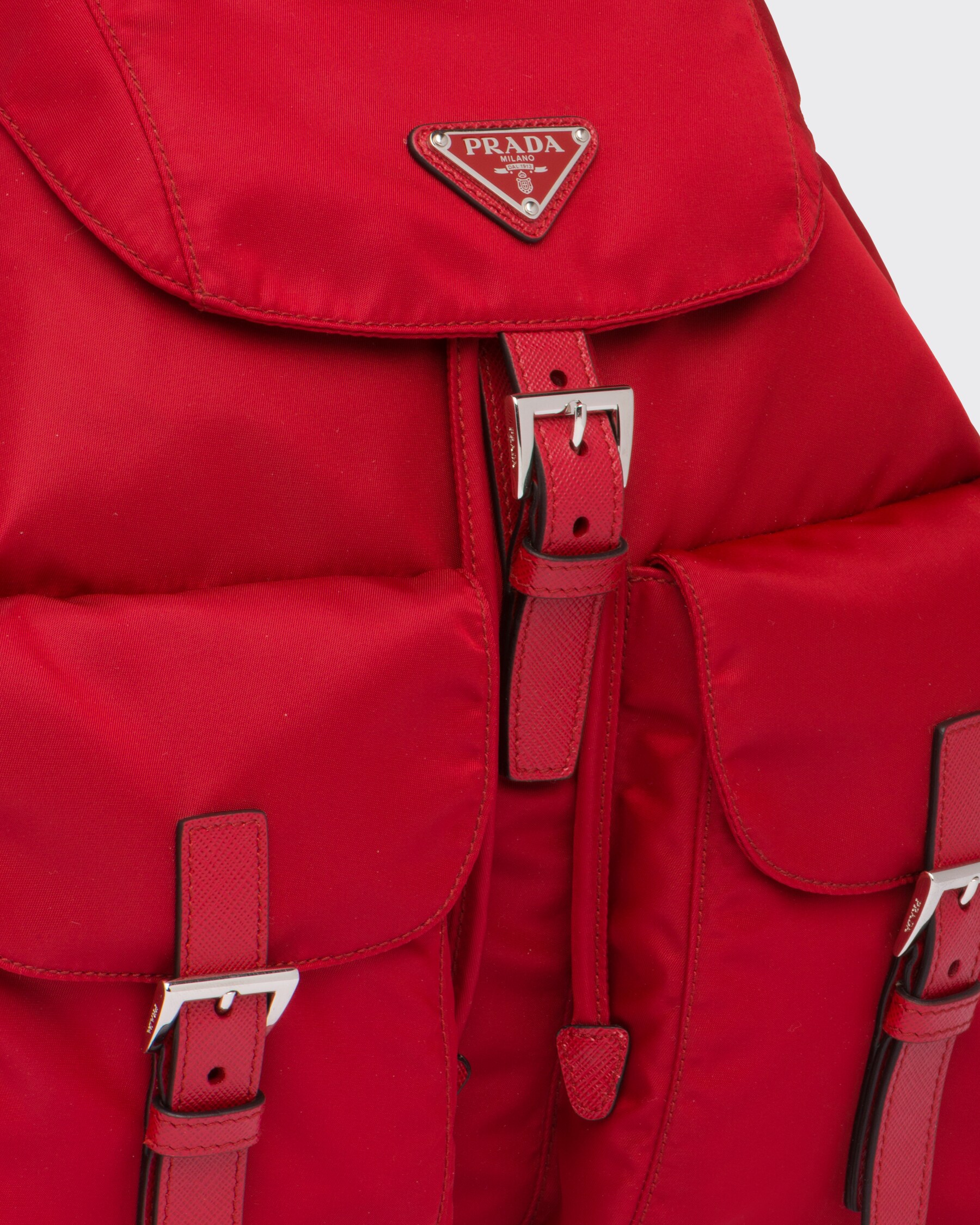 Fire/black Medium Nylon Backpack | PRADA