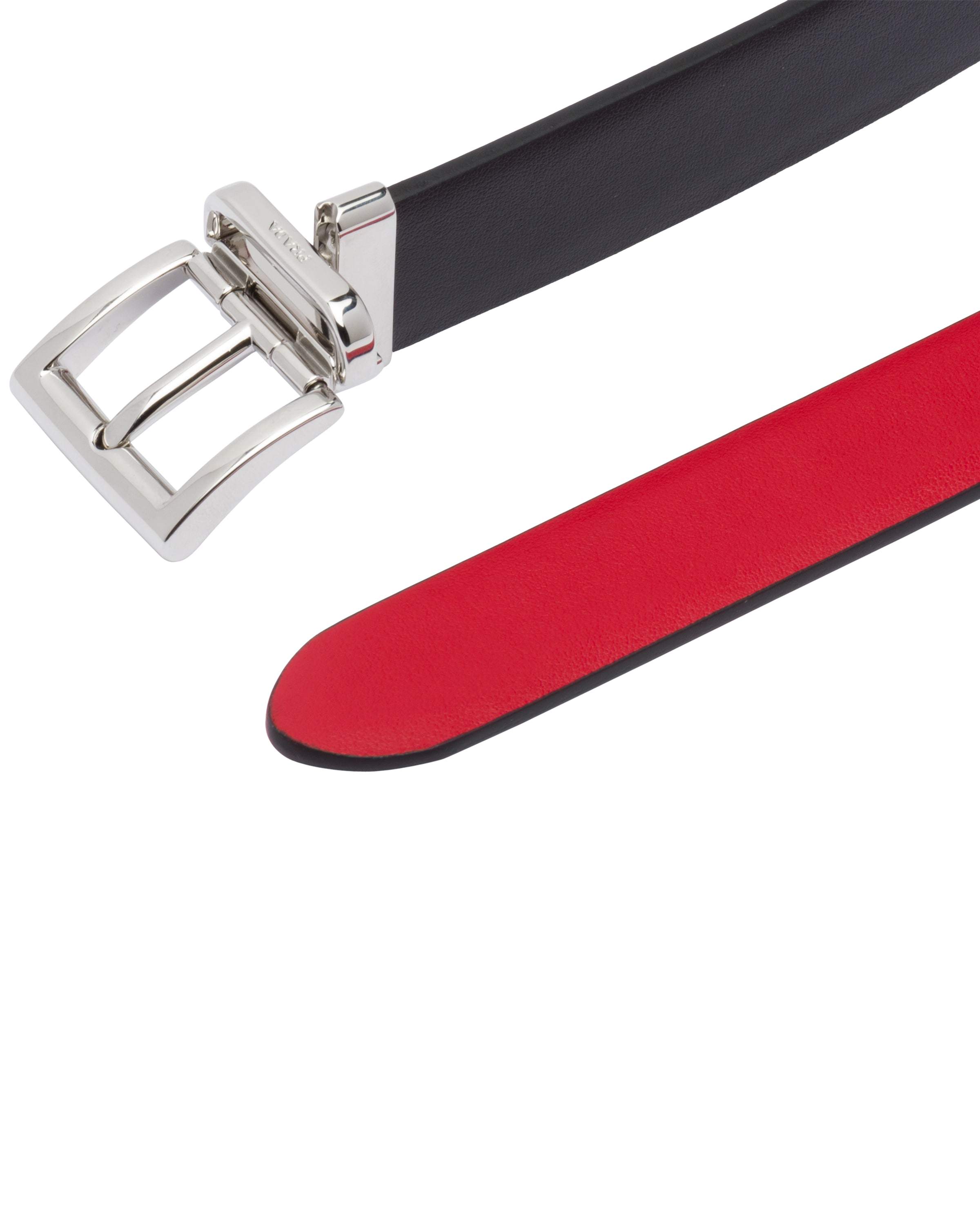 Black/fiery Red Reversible leather belt | Prada