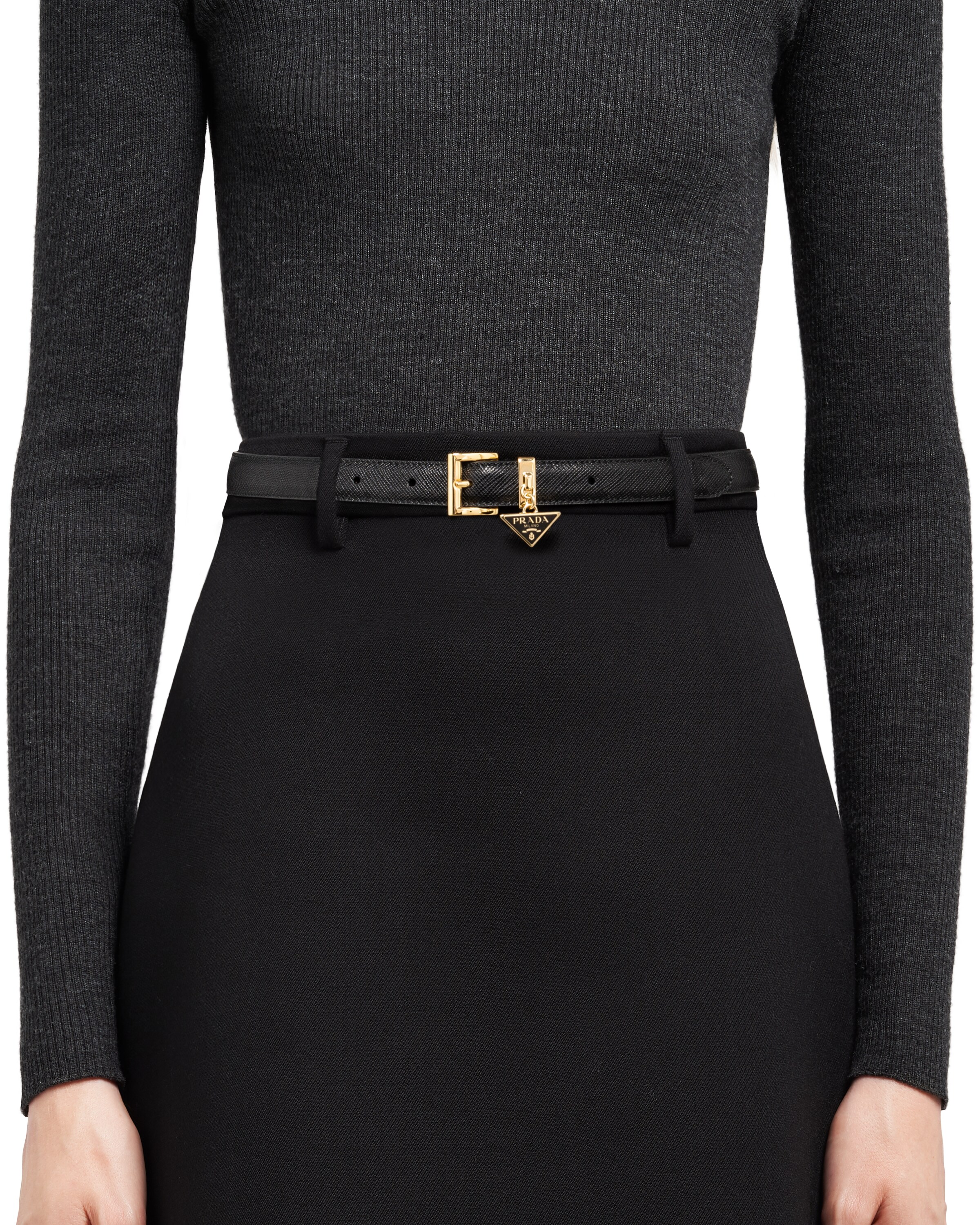 Black Saffiano leather belt | Prada