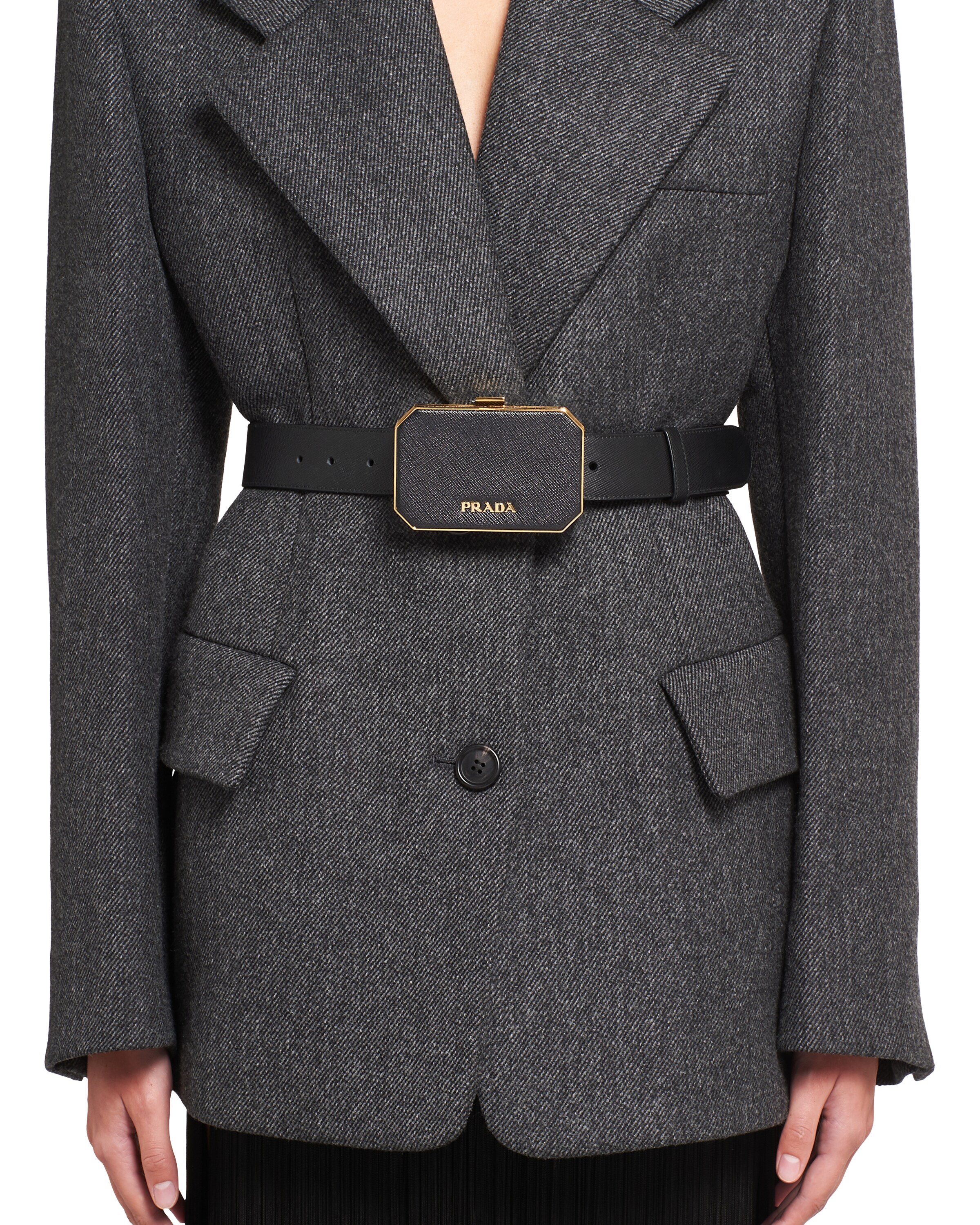 Black Saffiano Prada Vanity belt with case | Prada