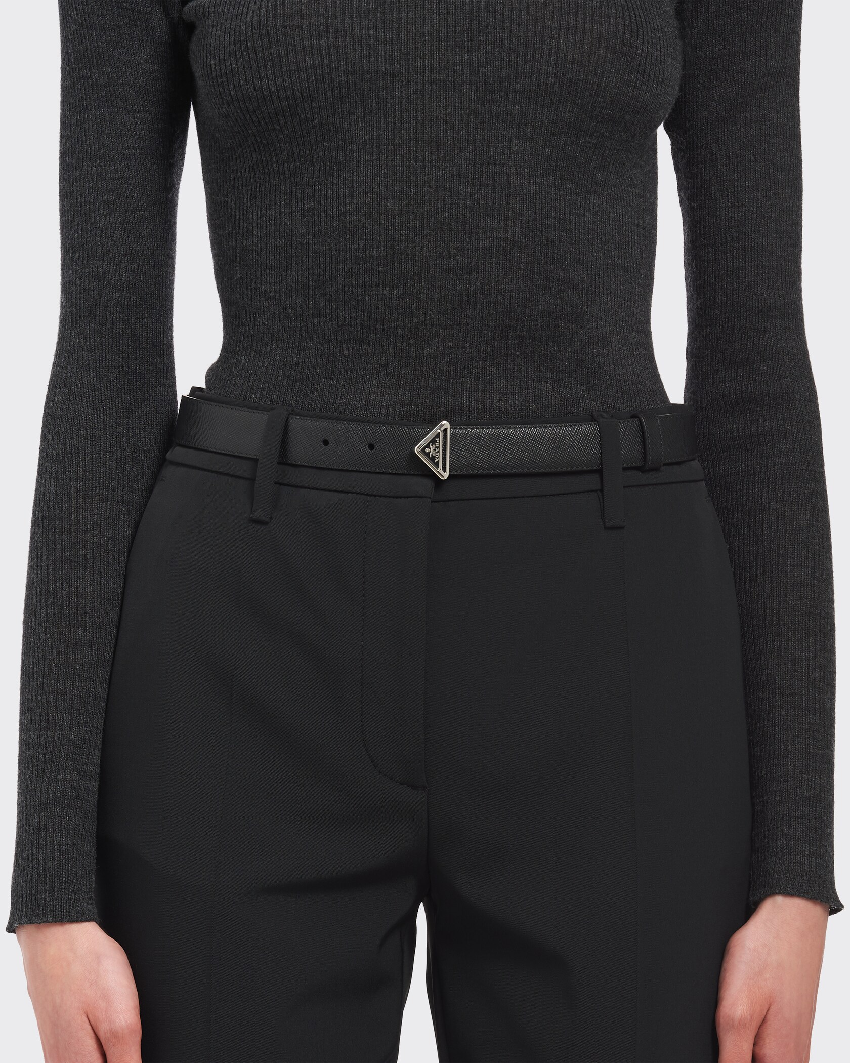 Black Saffiano Leather Belt | PRADA