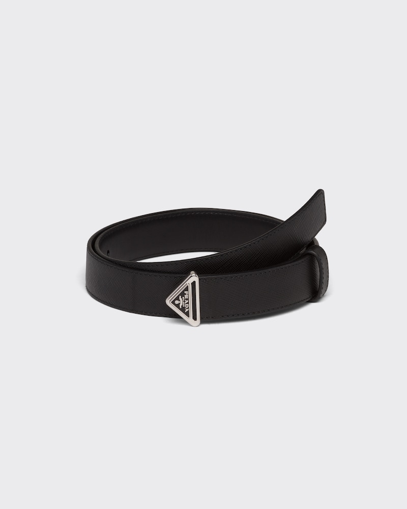 Black Saffiano Leather Belt | PRADA