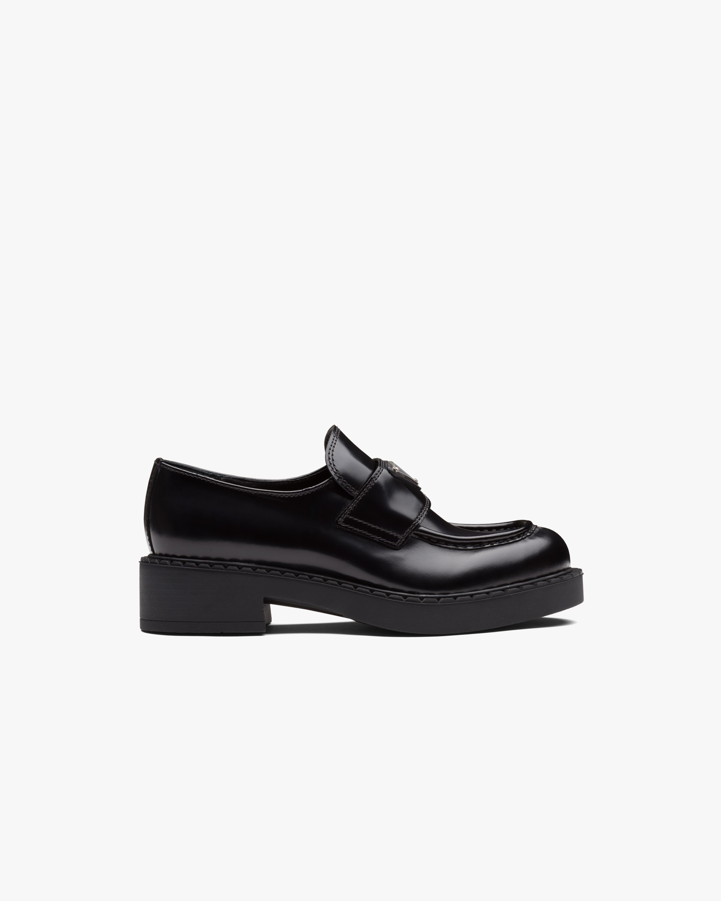 Black Chocolate brushed leather loafers | Prada