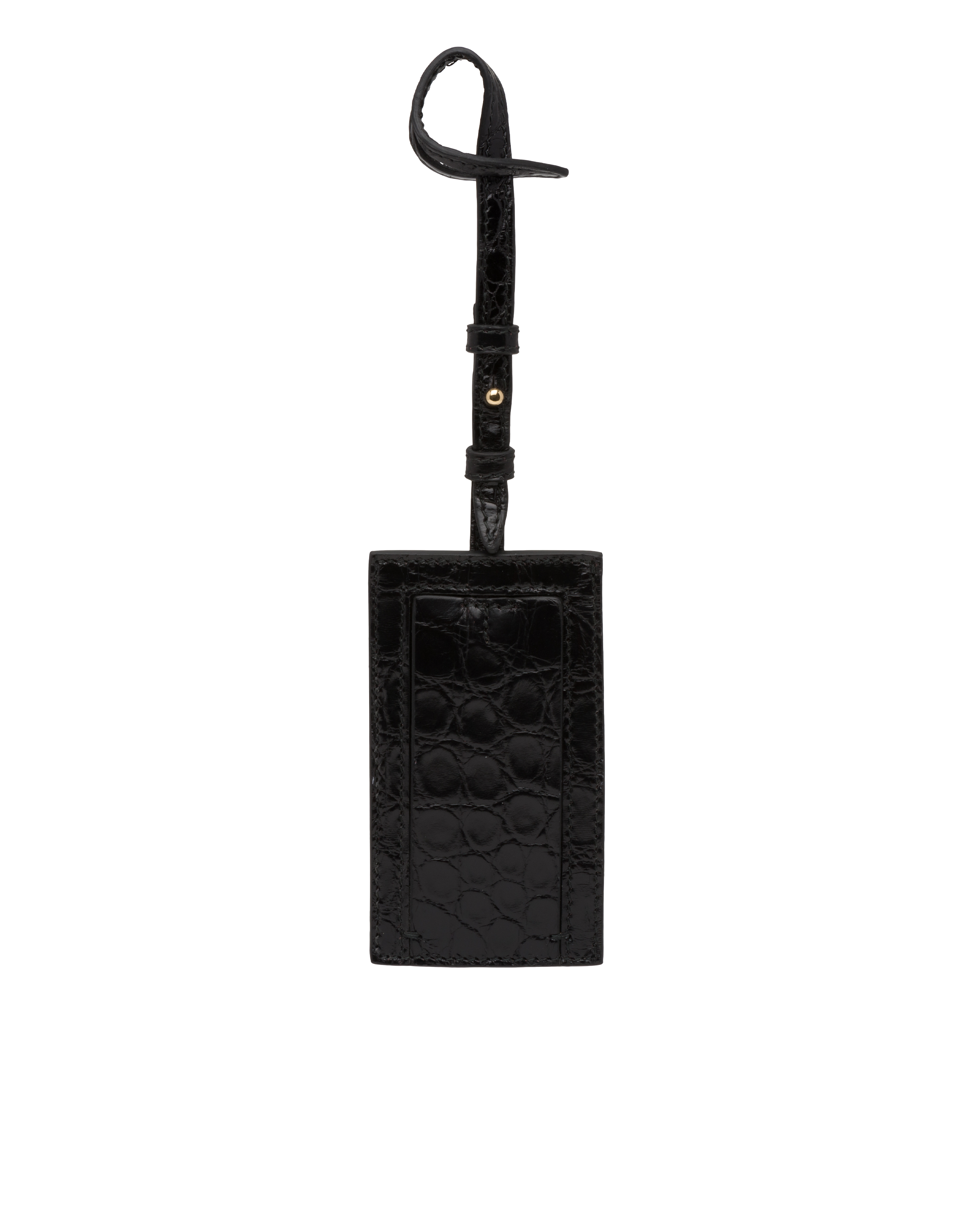Black Prada My Character crocodile leather name tag | Prada