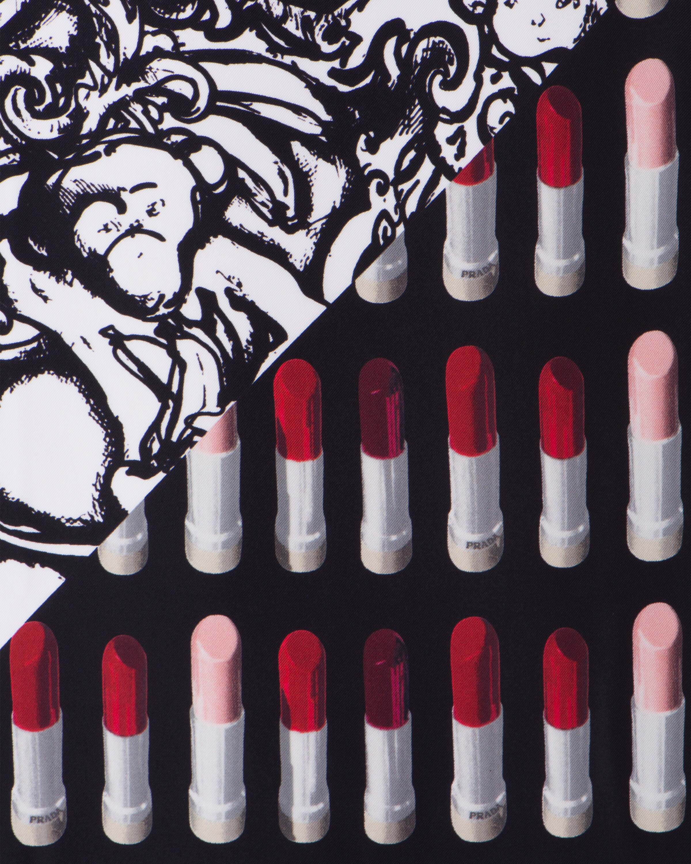 Black Double Match Lipstick printed 55 silk scarf | Prada