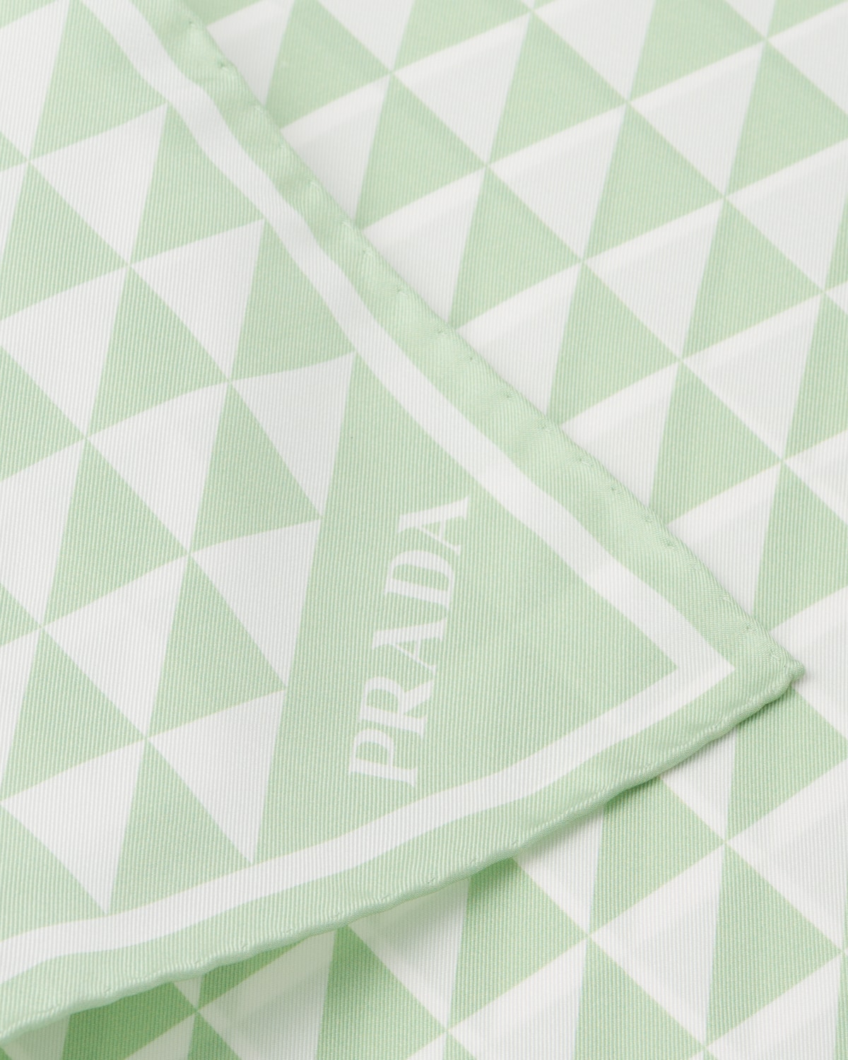 Aqua/white Printed Silk Twill Scarf | PRADA