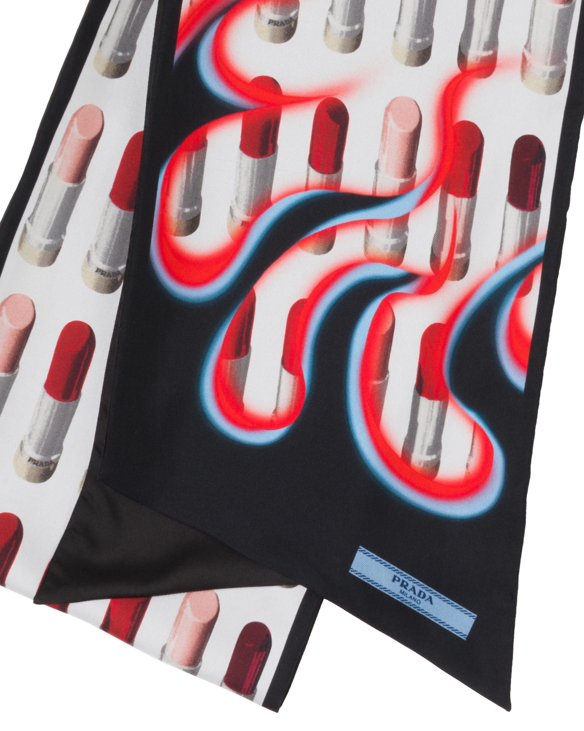 White/black Double Match Lipstick printed silk scarf | Prada