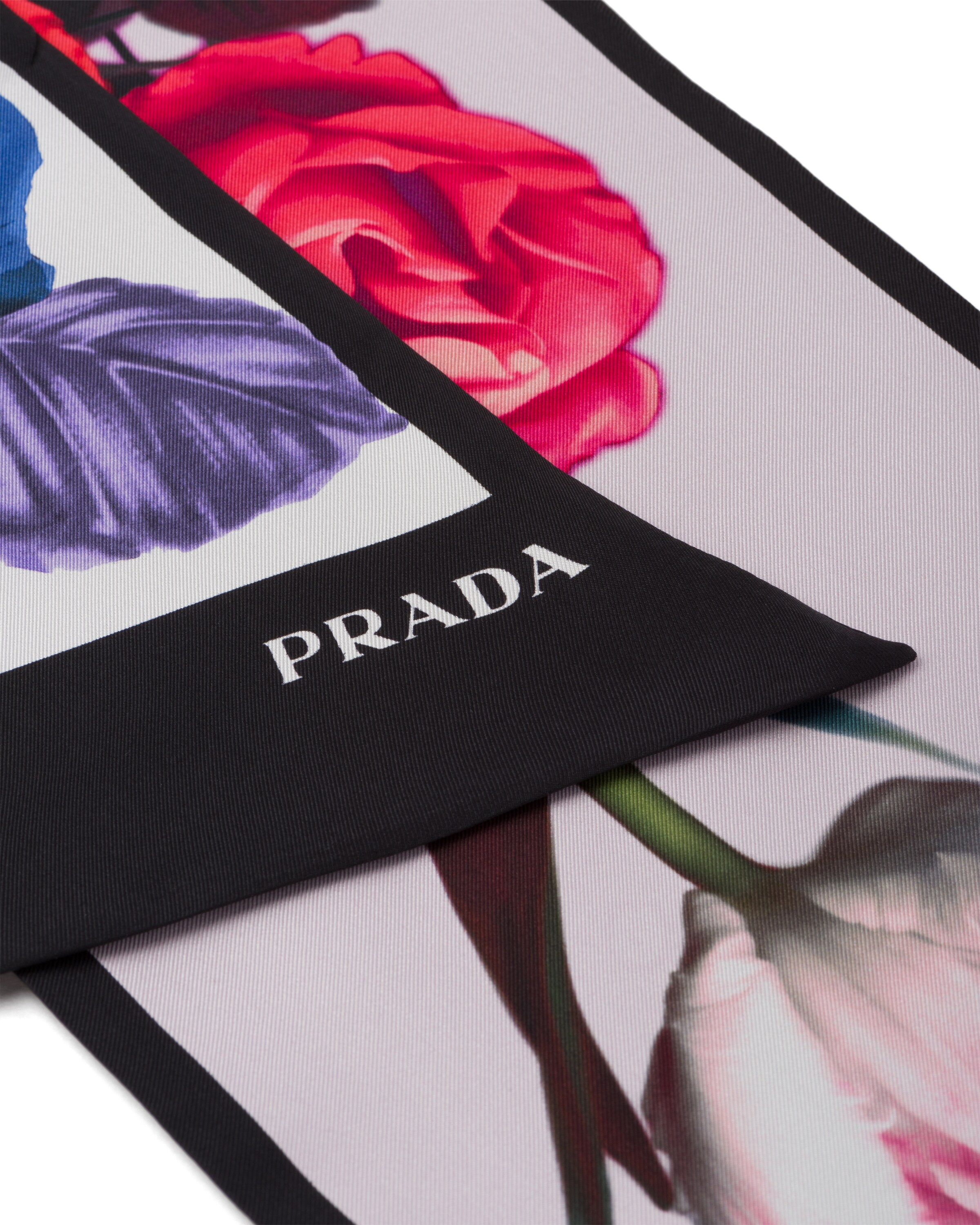 Alabaster/ink Blue Double Match silk scarf | Prada