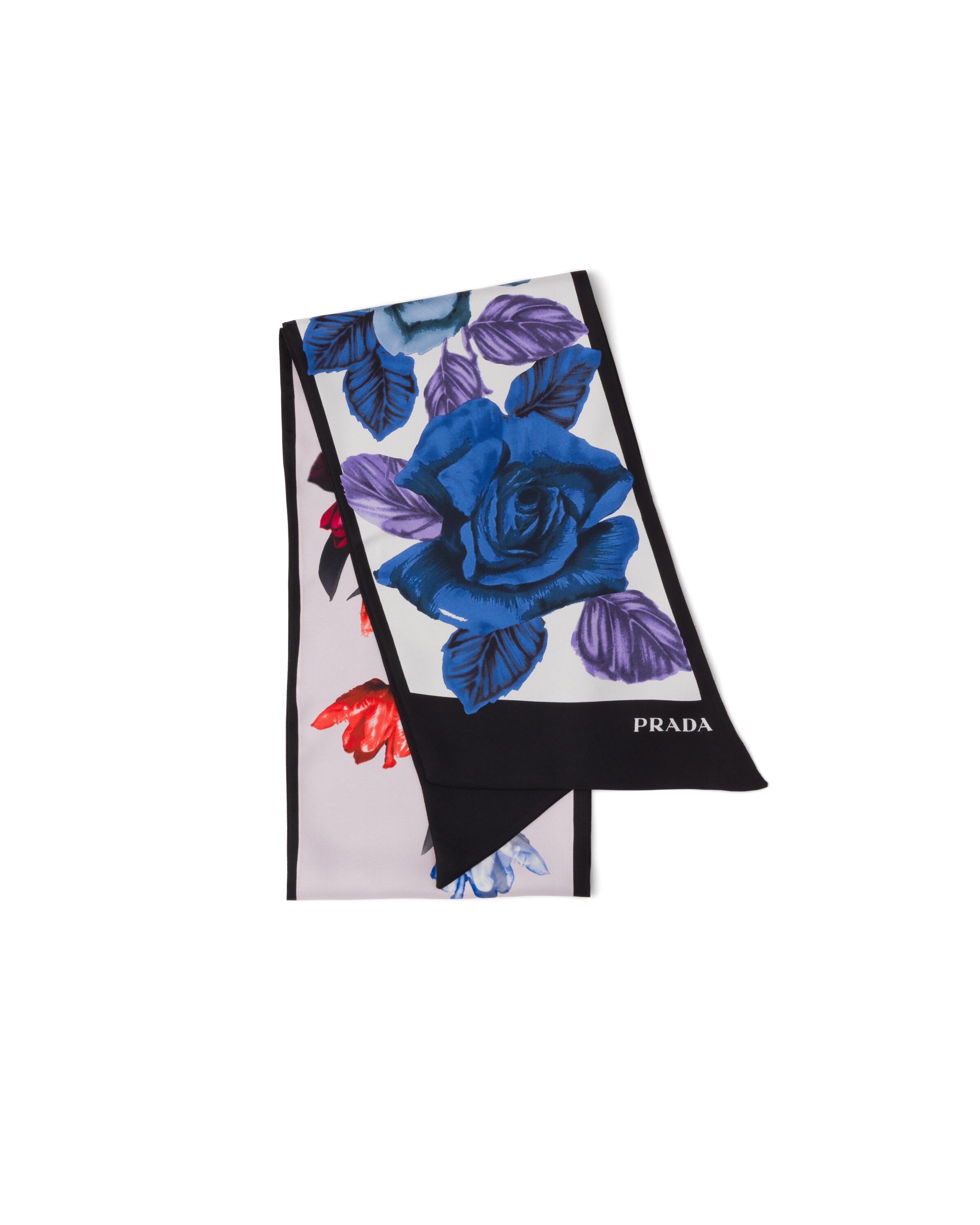 Alabaster/ink Blue Double Match silk scarf | Prada