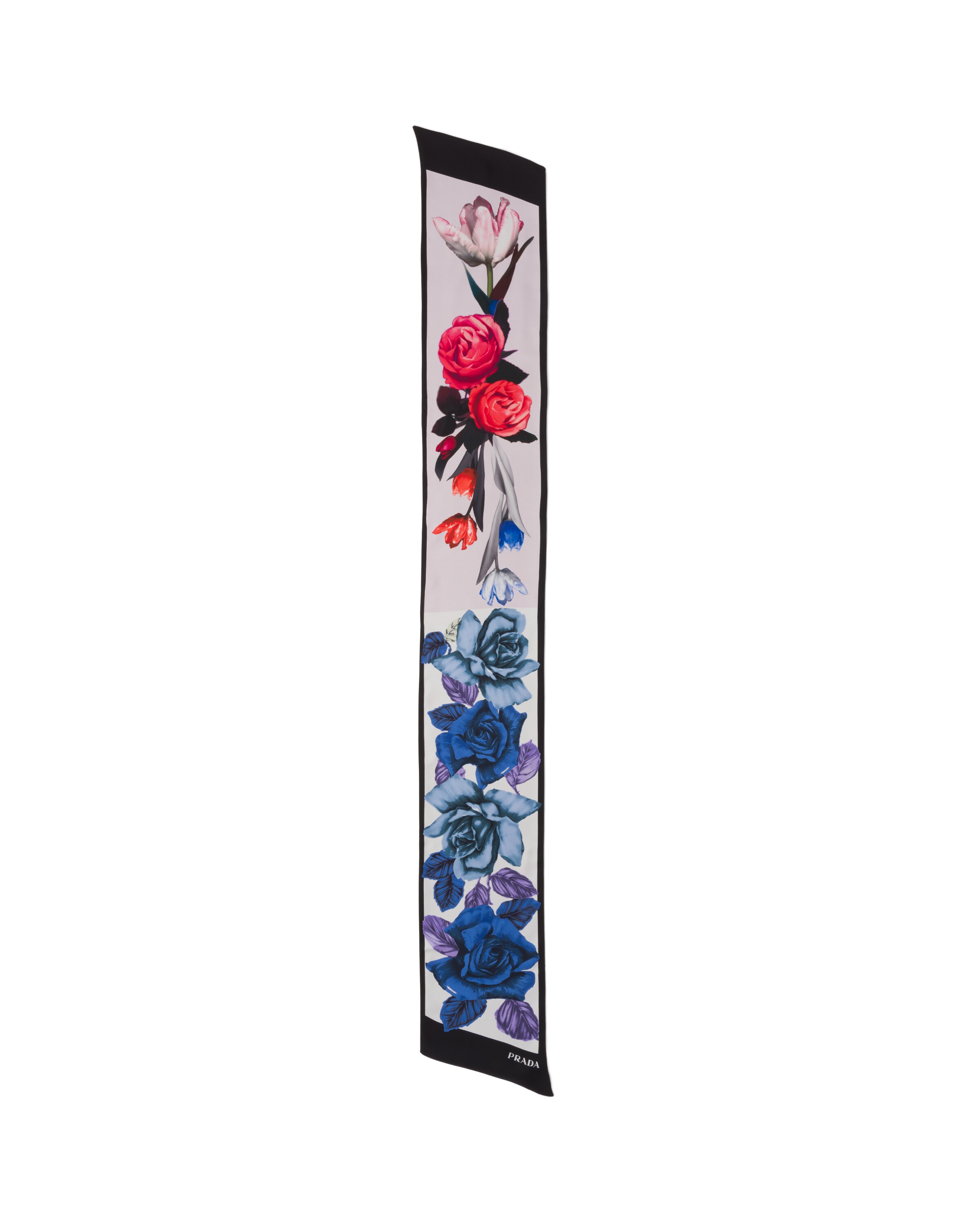 Alabaster/ink Blue Double Match silk scarf | Prada
