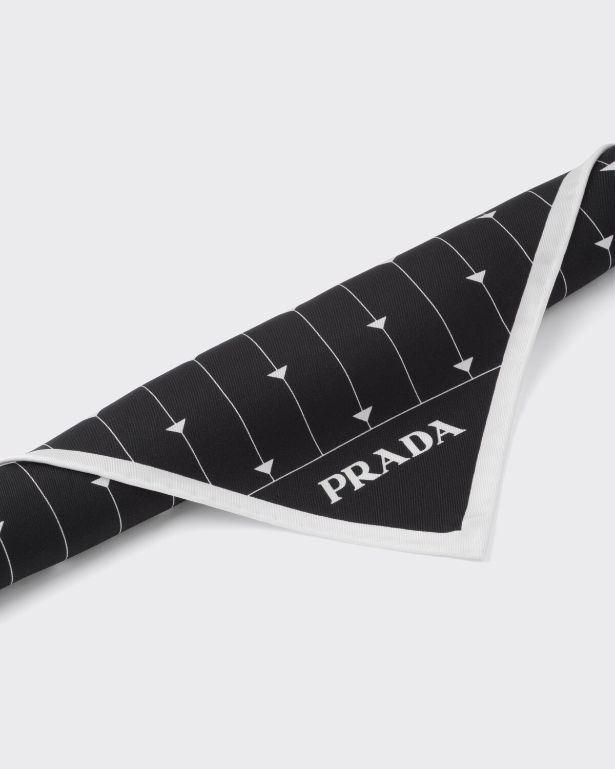 Black/white Printed Silk Twill Scarf | PRADA