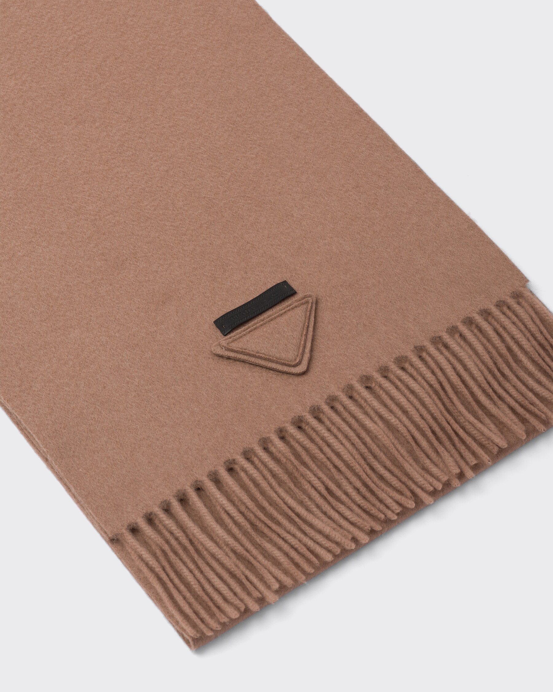Camel Brown Solid Color Cashmere Scarf | PRADA