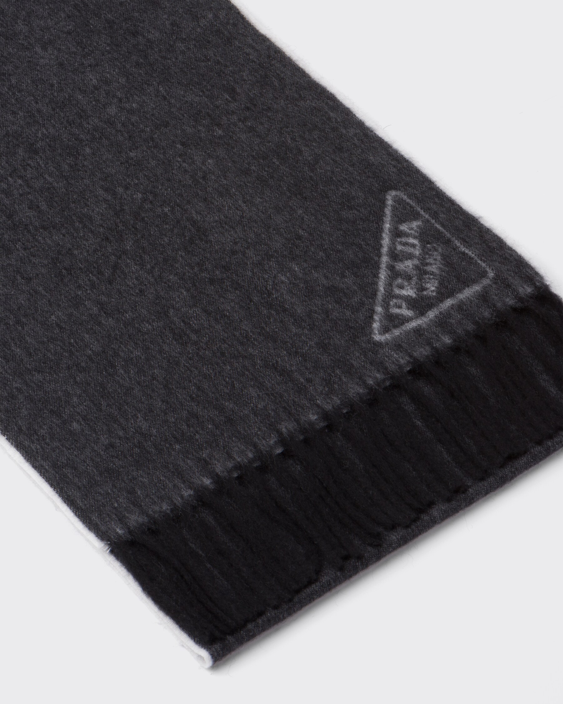 Black/chalk White Double Cashmere Scarf | PRADA