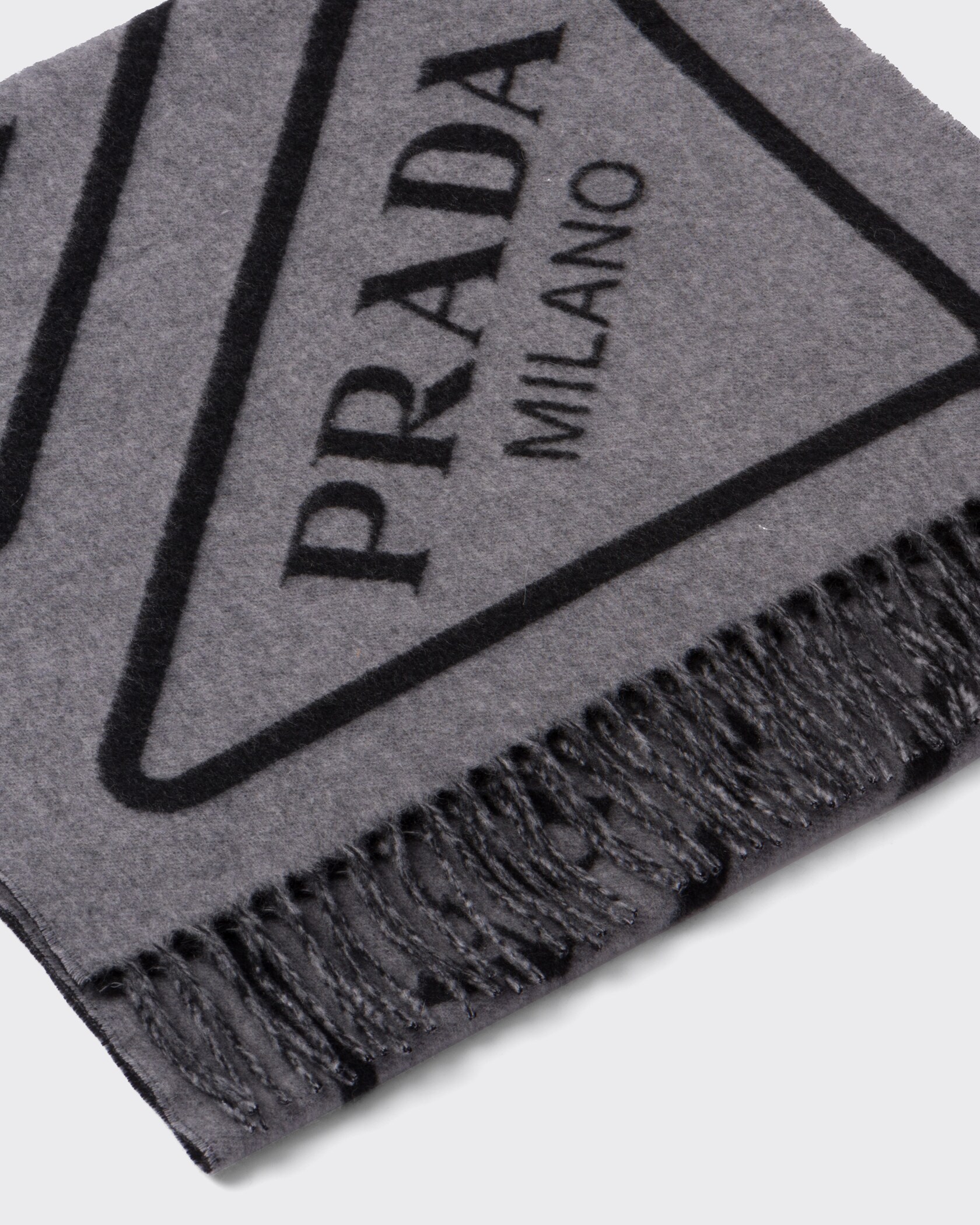 Black/gray Double Cashmere Scarf | PRADA