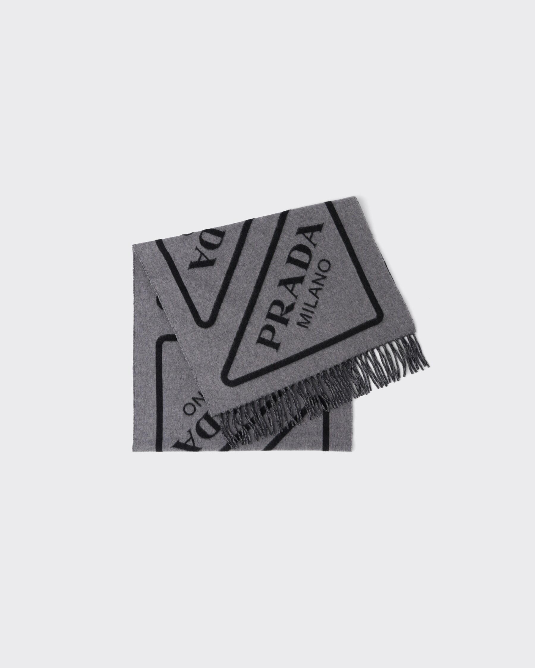 Black/gray Double Cashmere Scarf | PRADA