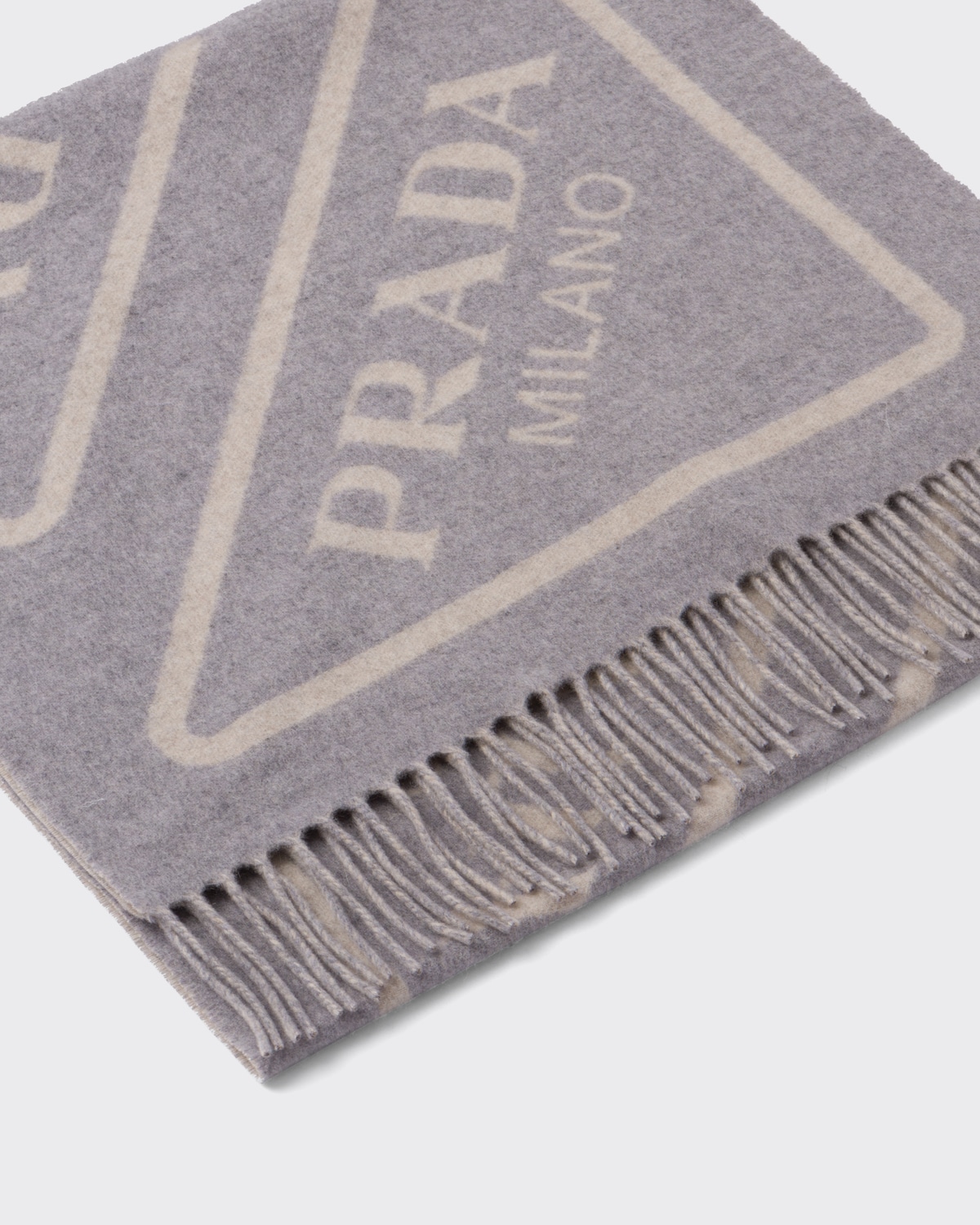 Albino/grey Double Cashmere Scarf | PRADA