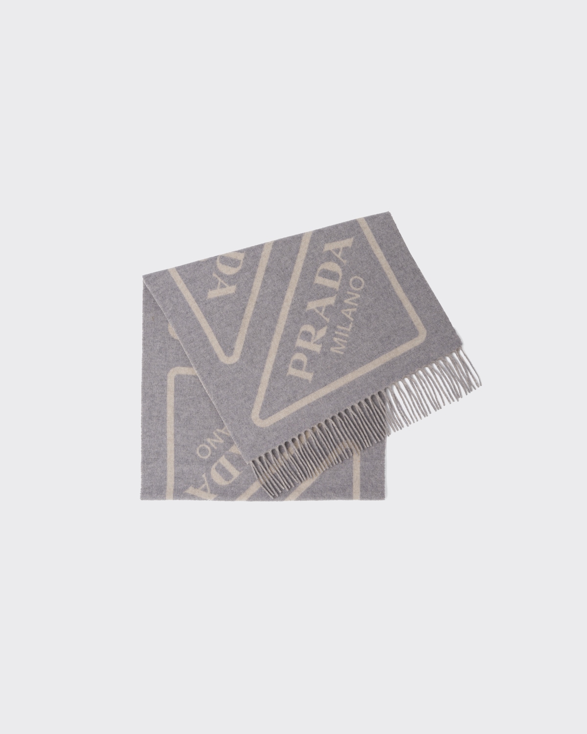 Albino/grey Double Cashmere Scarf | PRADA