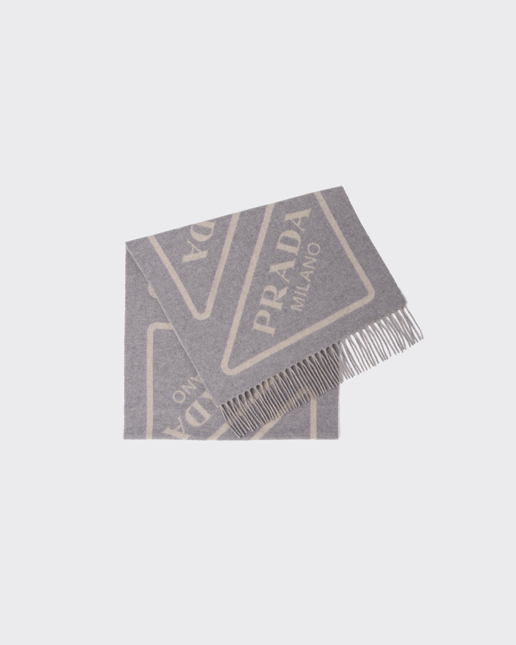 Albino/grey Double Cashmere Scarf | PRADA