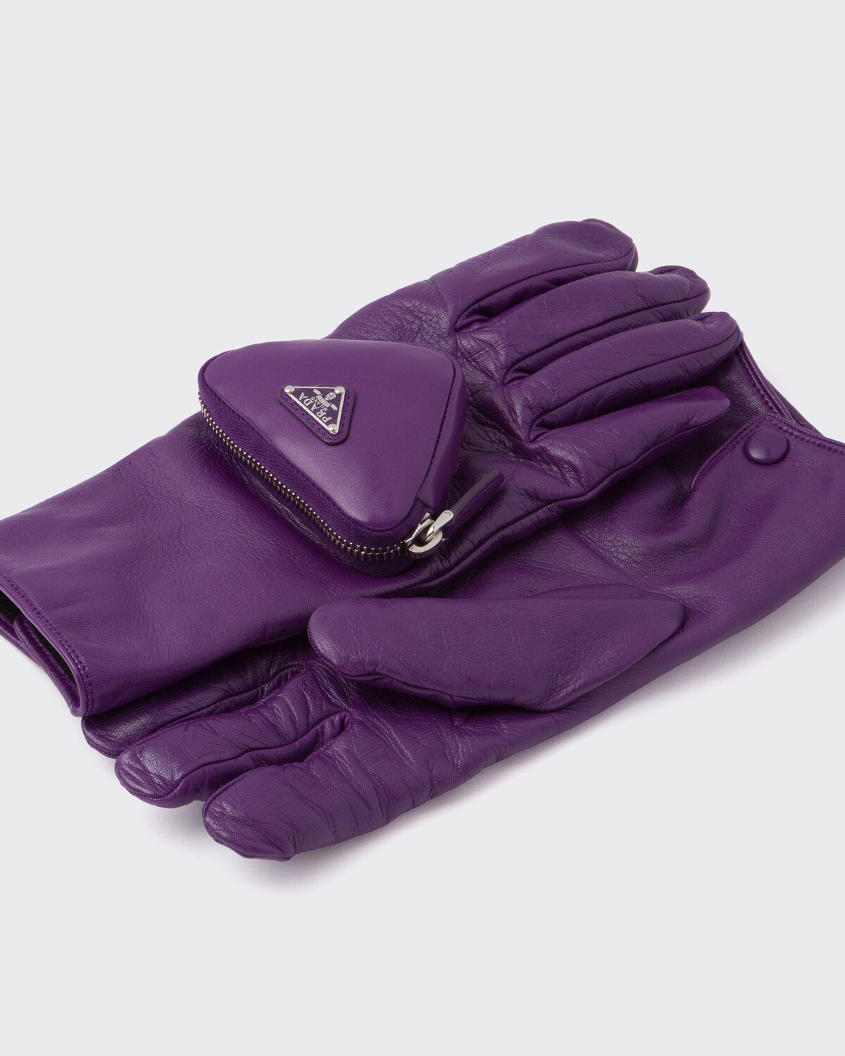 Cyclamen Nappa Leather Gloves With Pouch | PRADA