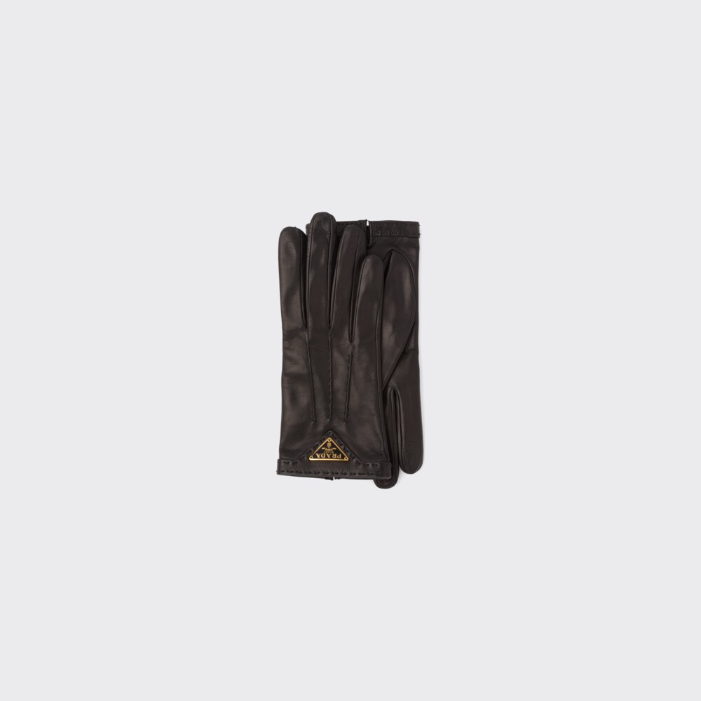 Black Nappa leather gloves | Prada