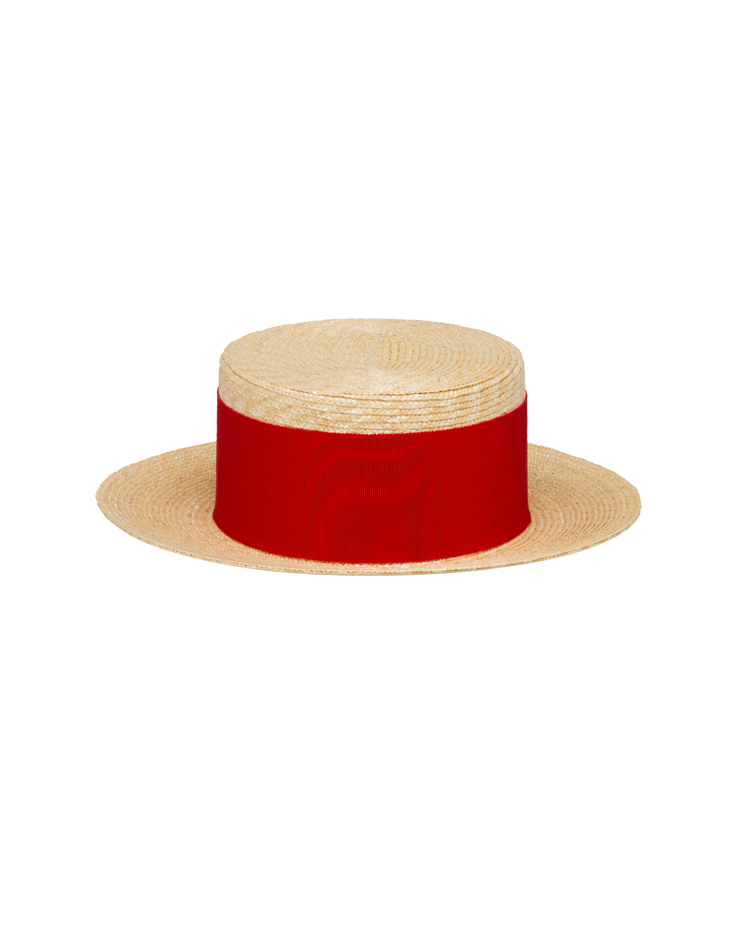 Tan/red Straw hat with bow | Prada