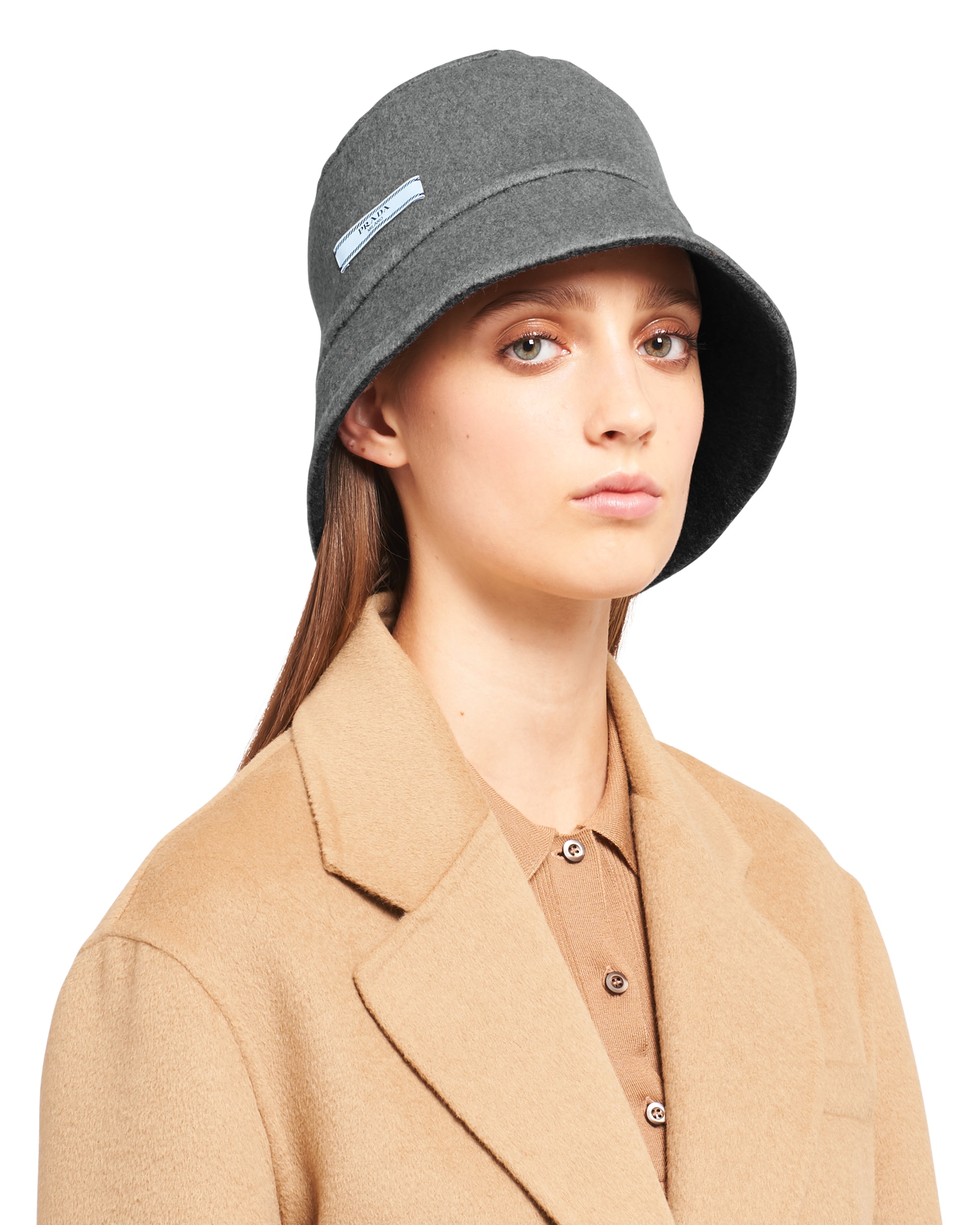Cappello da pescatore in cashmere Nero/grigio | Prada