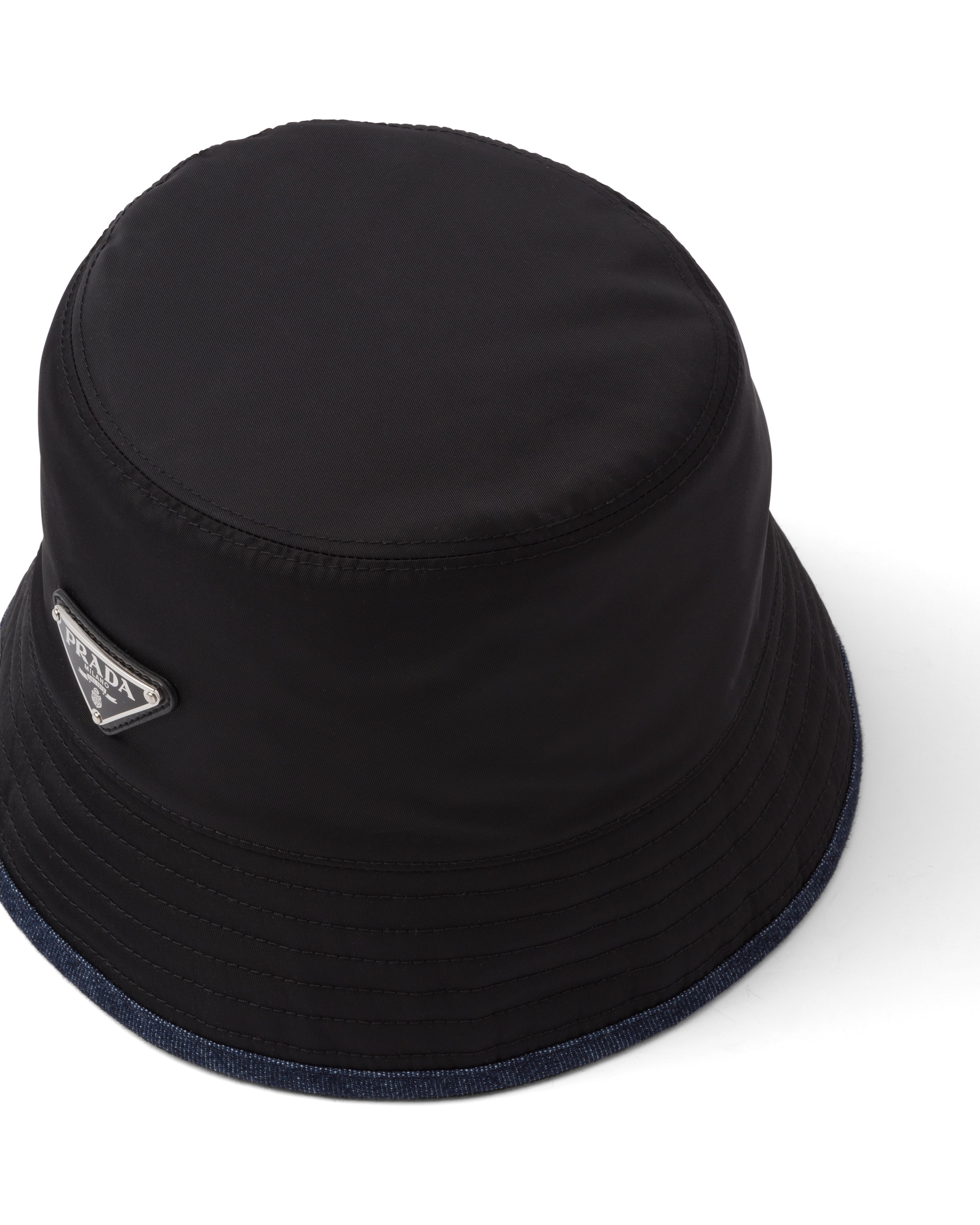 Black/blue Re-Nylon and denim bucket hat | Prada