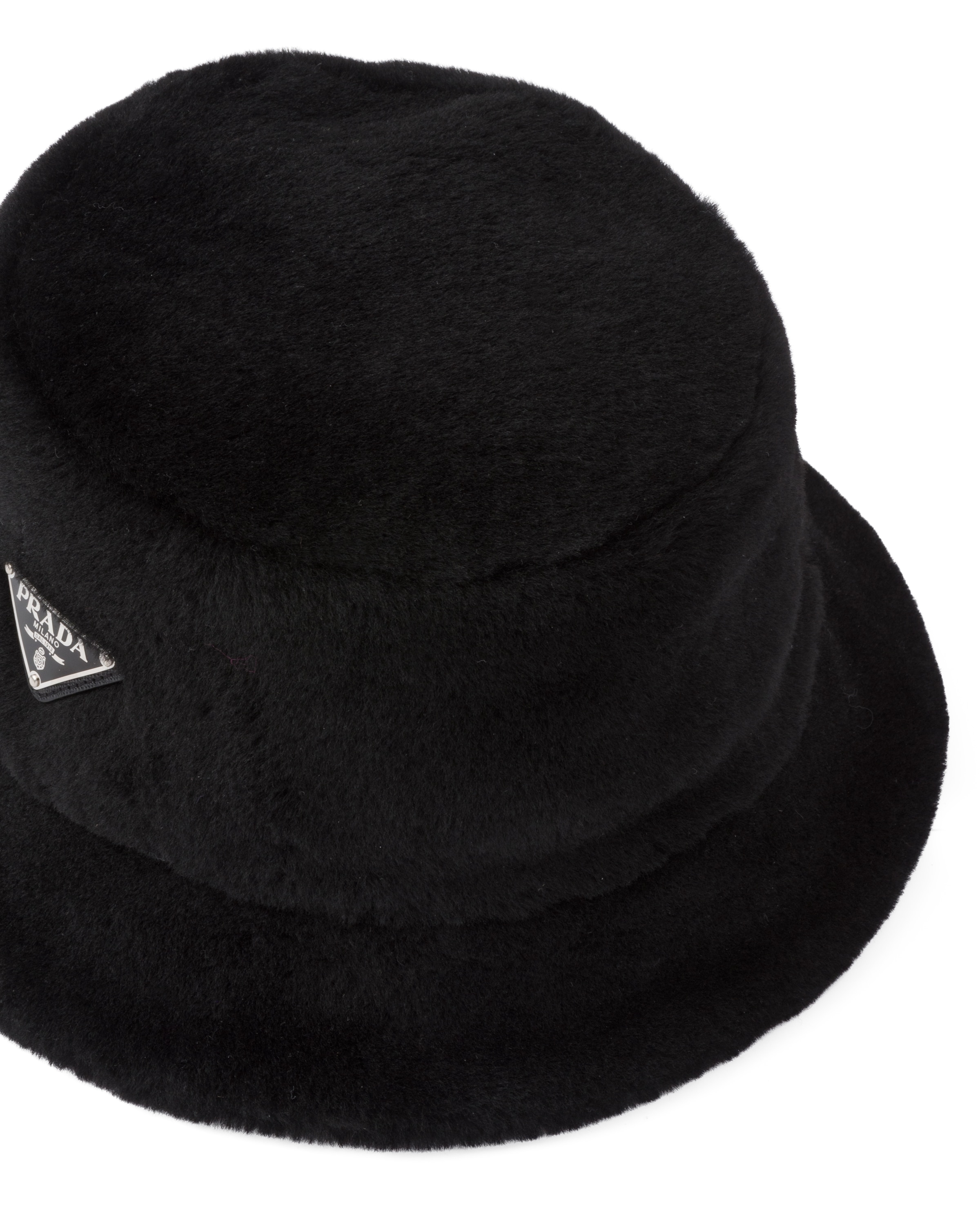 Black Shearling bucket hat | Prada