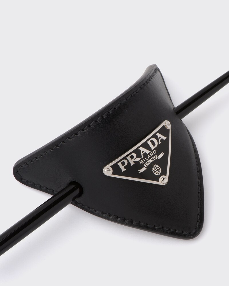 Black Leather Hair Clip | PRADA