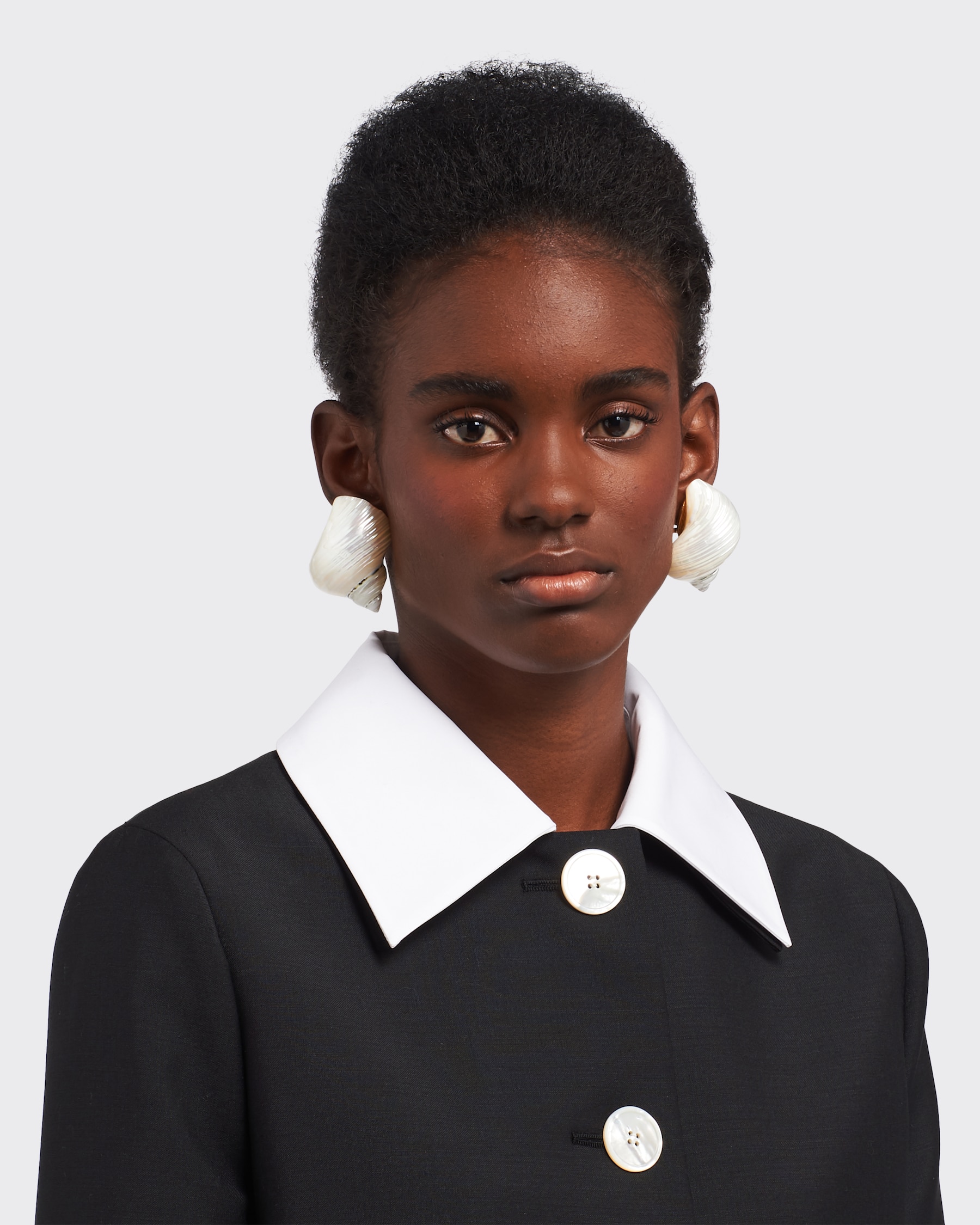 Pearl Gray Silver Earrings With Shells | PRADA