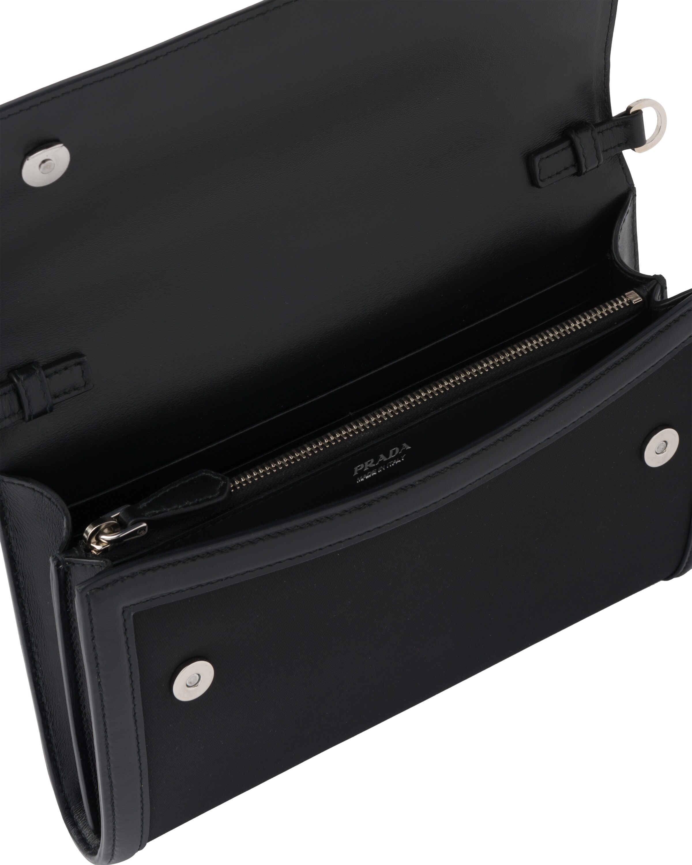 Cartera de nylon y piel con bandolera Negro | Prada