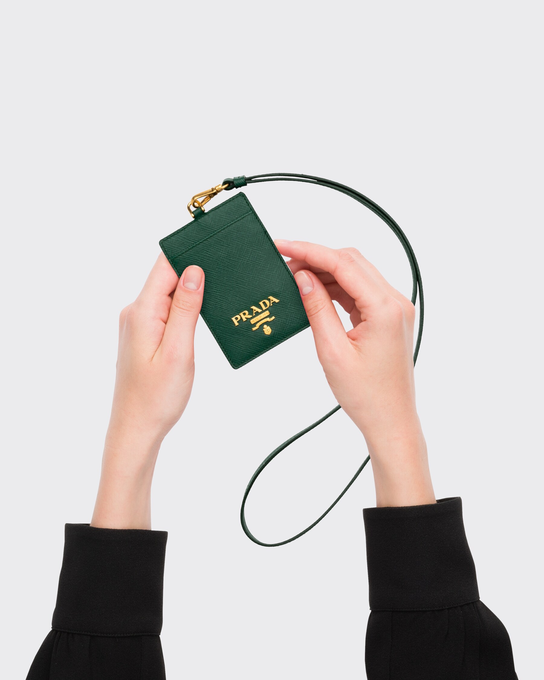 Billiard Green Saffiano Leather Badge Holder | PRADA