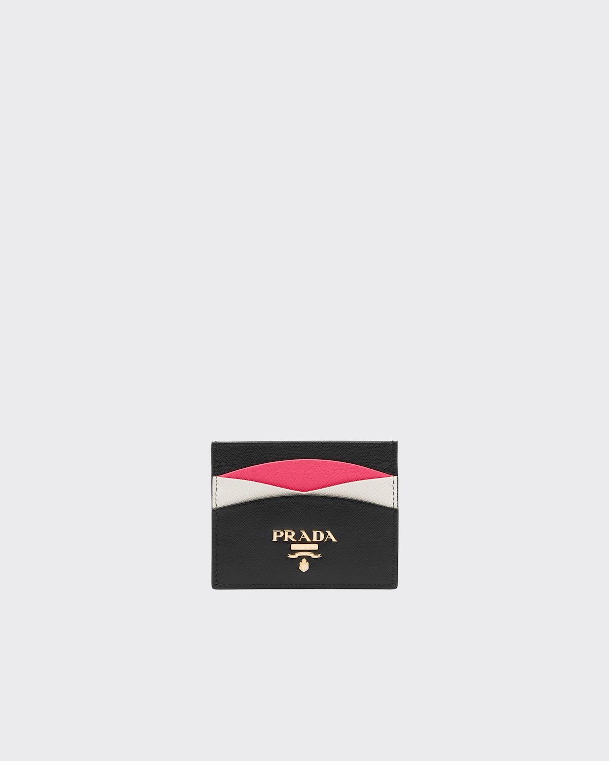 Black/hibiscus Saffiano Leather Card Holder | PRADA