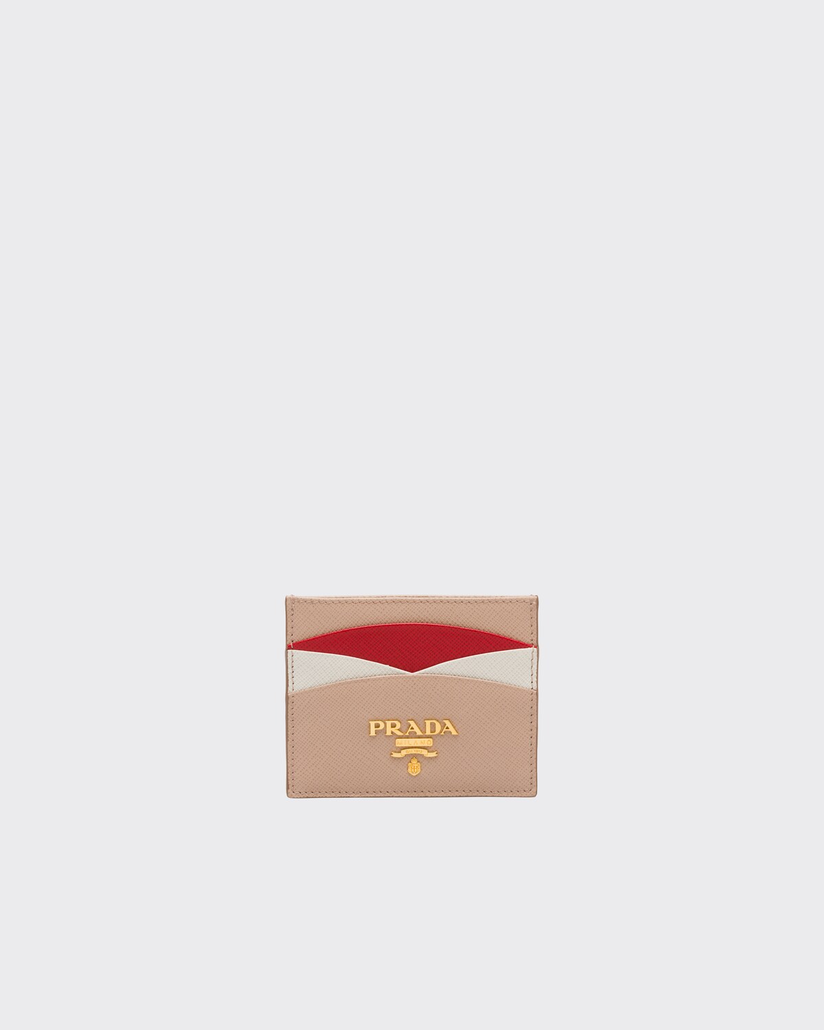 Powder Pink/fiery Red Saffiano Leather Card Holder | PRADA