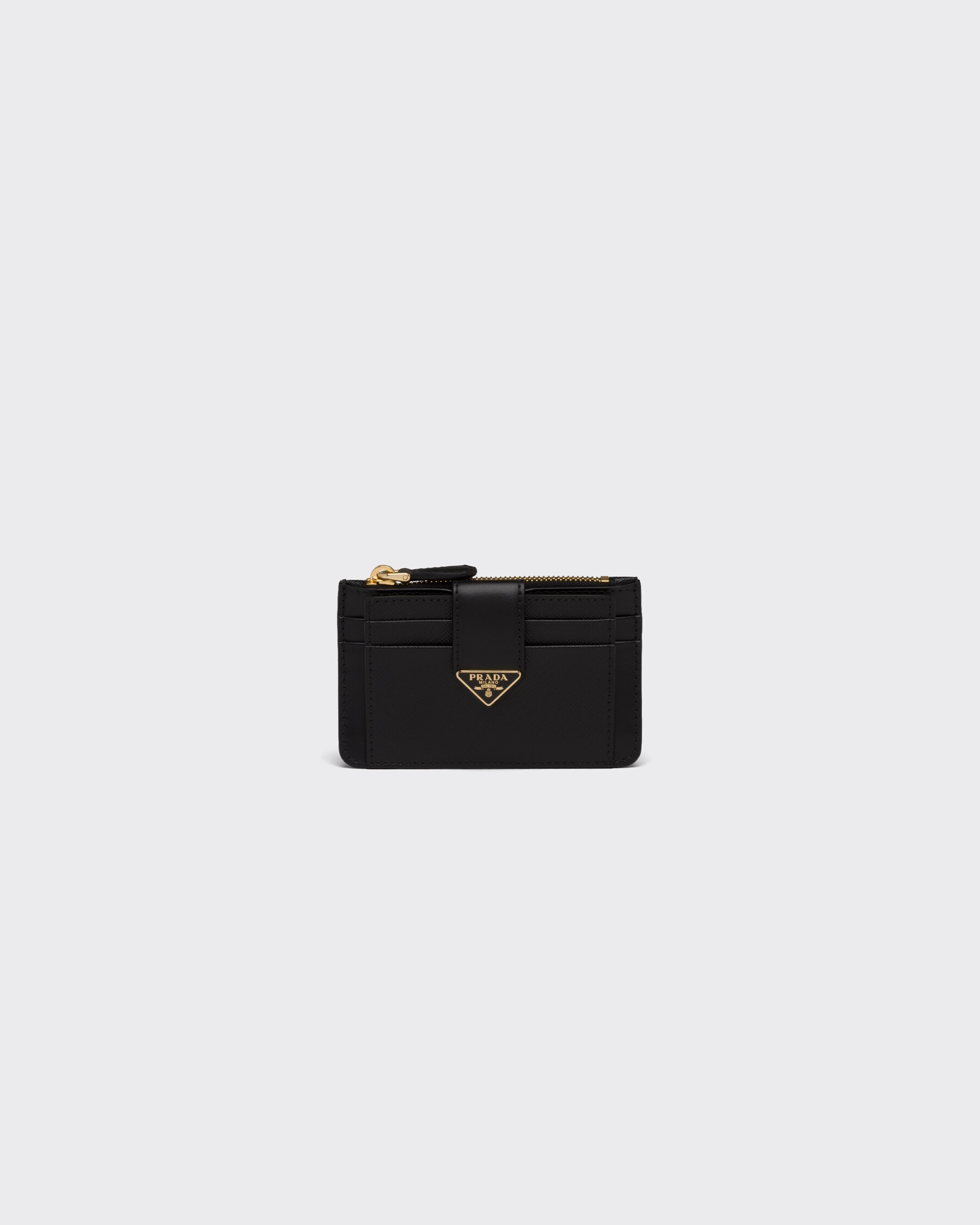 Black Saffiano And Smooth Leather Card Holder | PRADA
