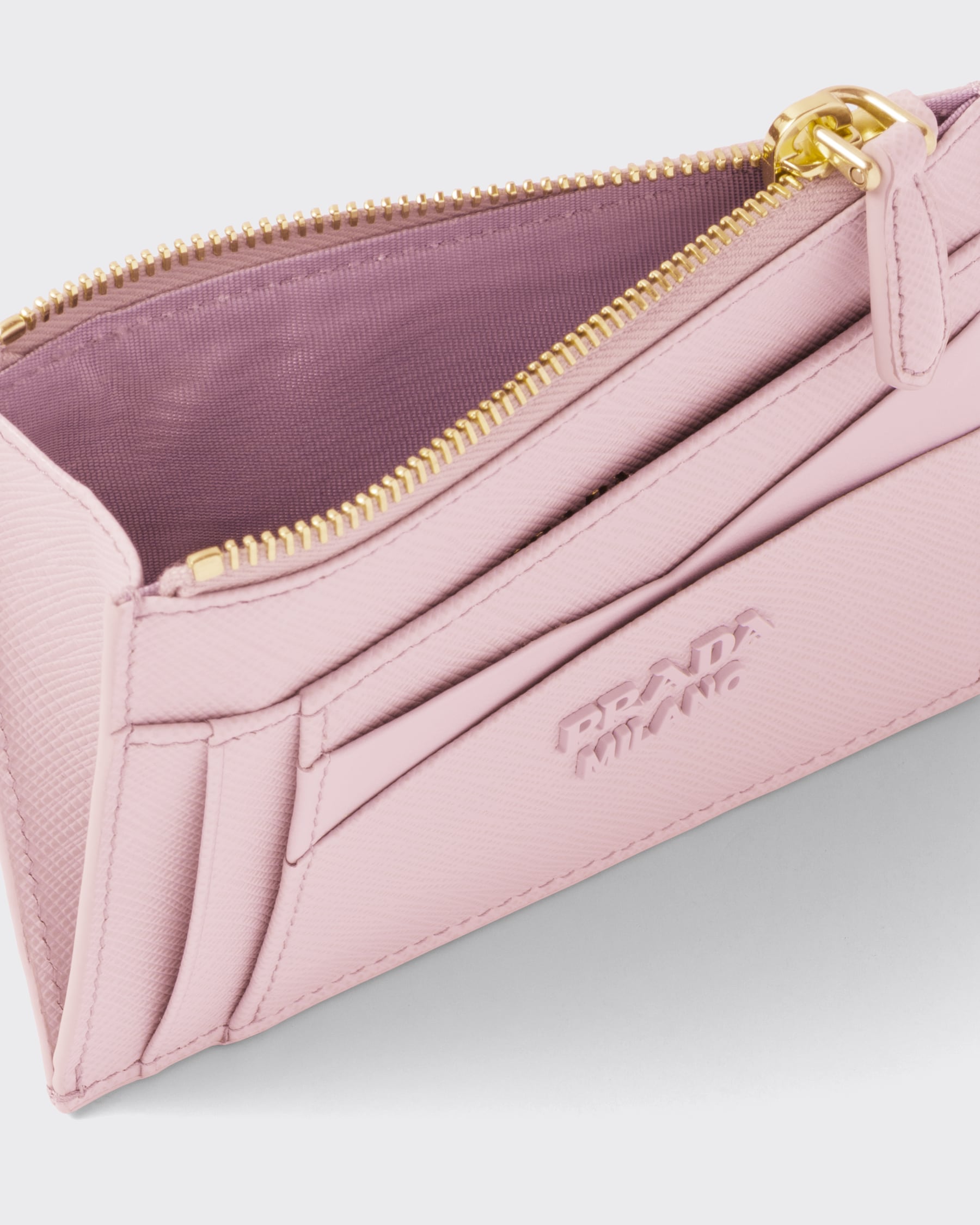Alabaster Pink Saffiano And Leather Card Holder | PRADA