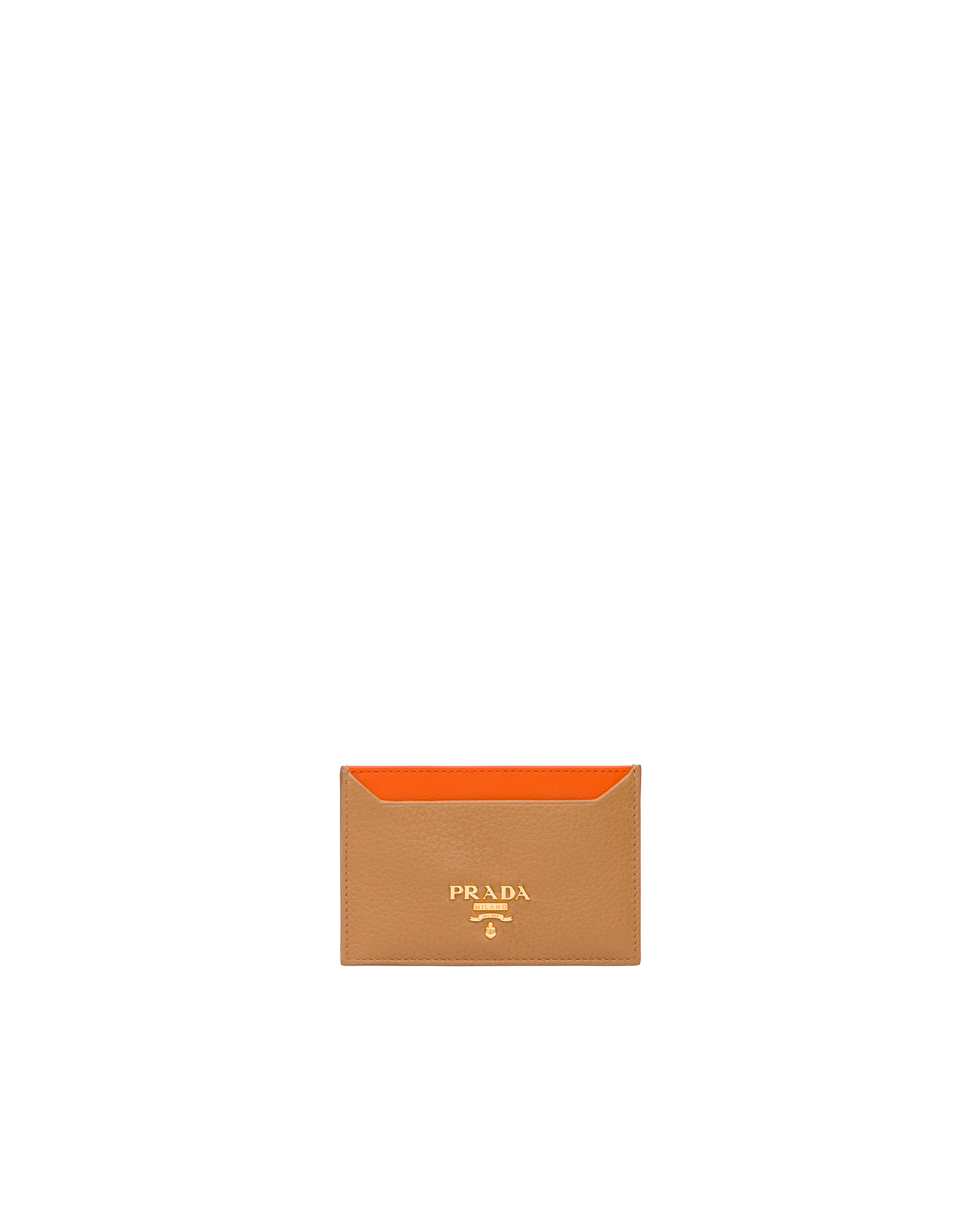 Caramel/papaya Leather Card Holder | Prada