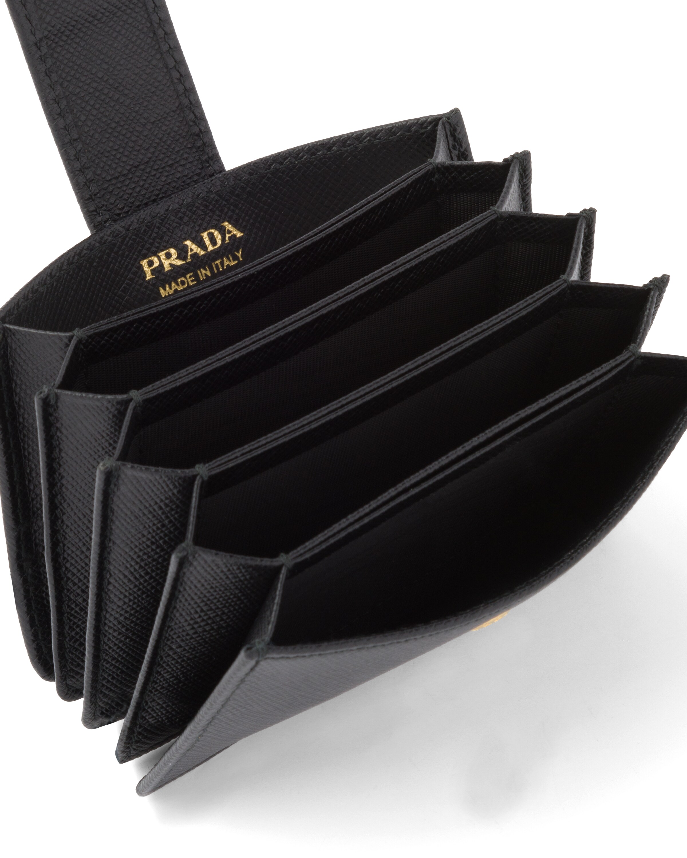 Black Saffiano leather card holder | Prada