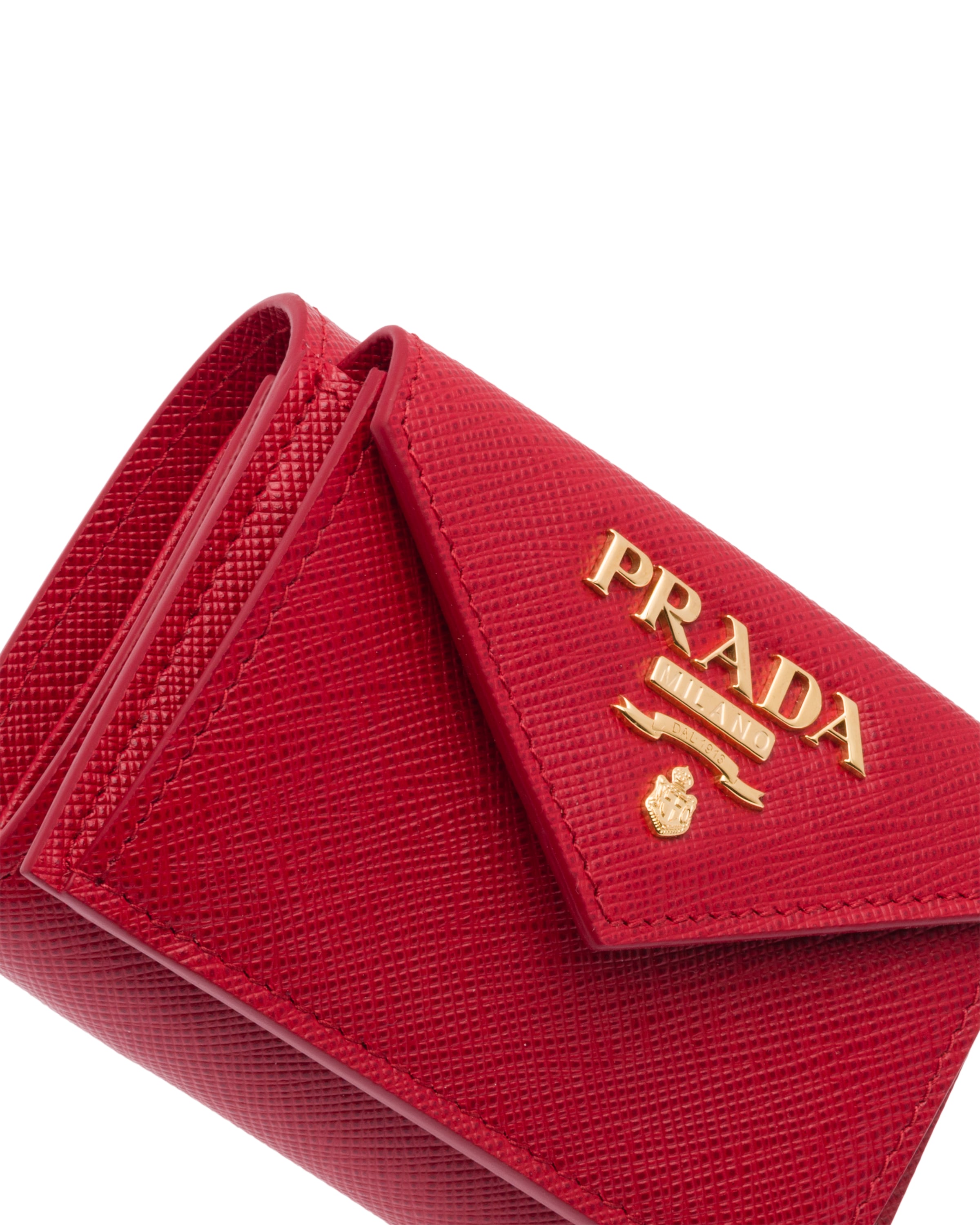 Fiery Red Small Saffiano Leather Wallet | Prada