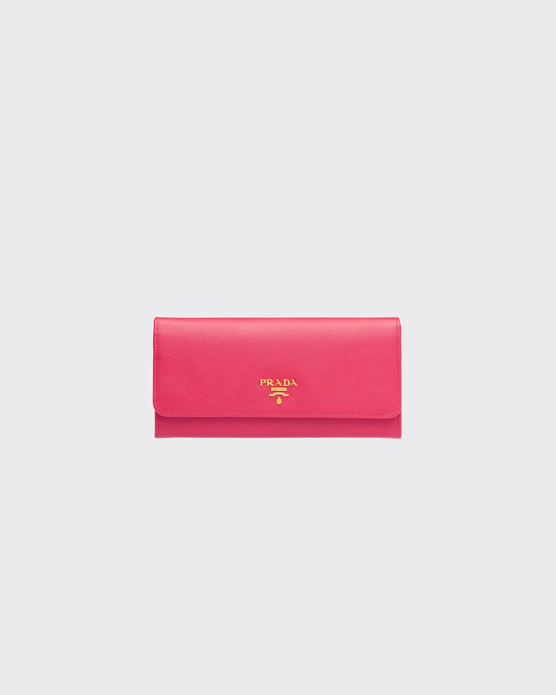 Peony Pink Large Saffiano Leather Wallet | PRADA