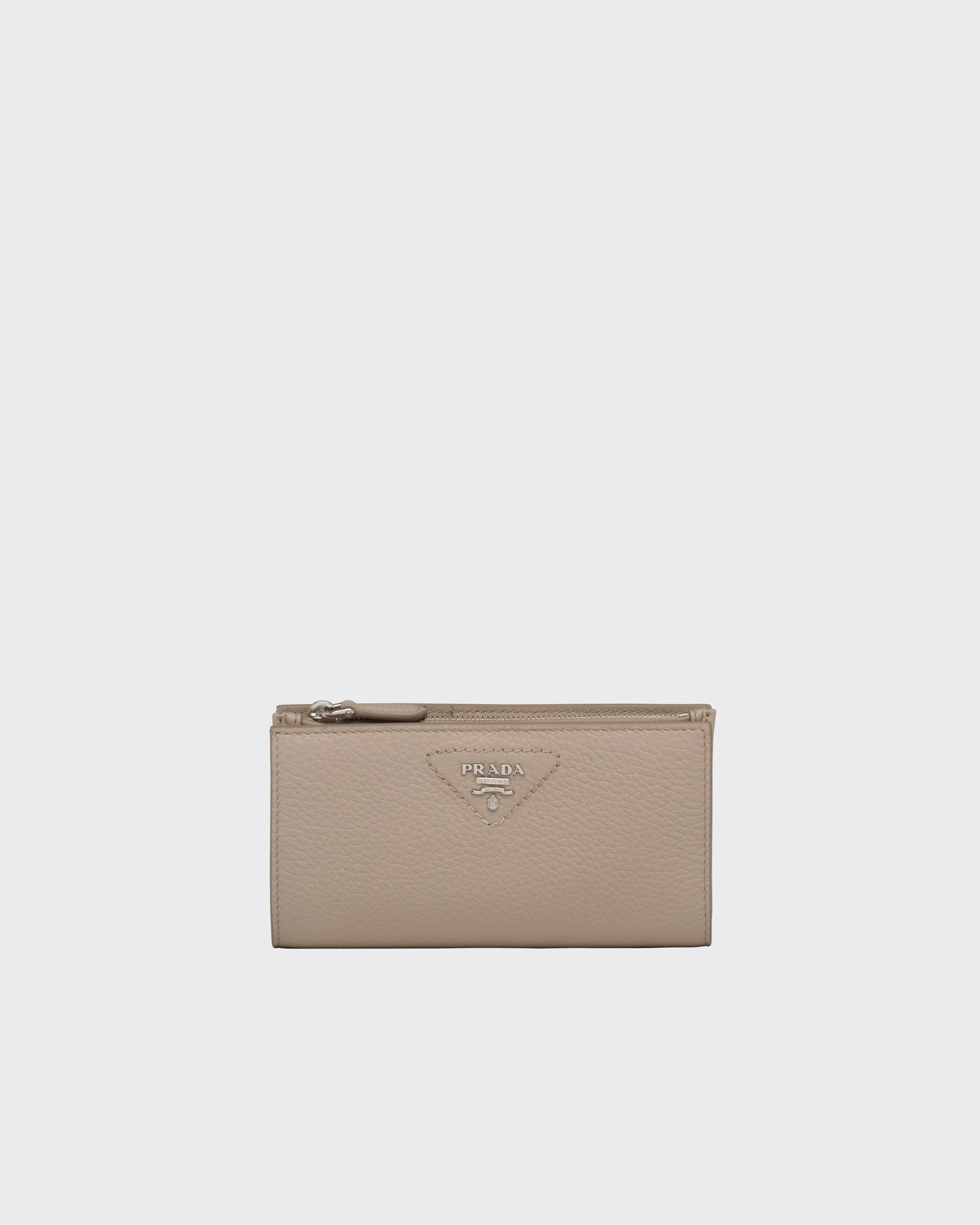 Clay Grey Large Leather Wallet | PRADA